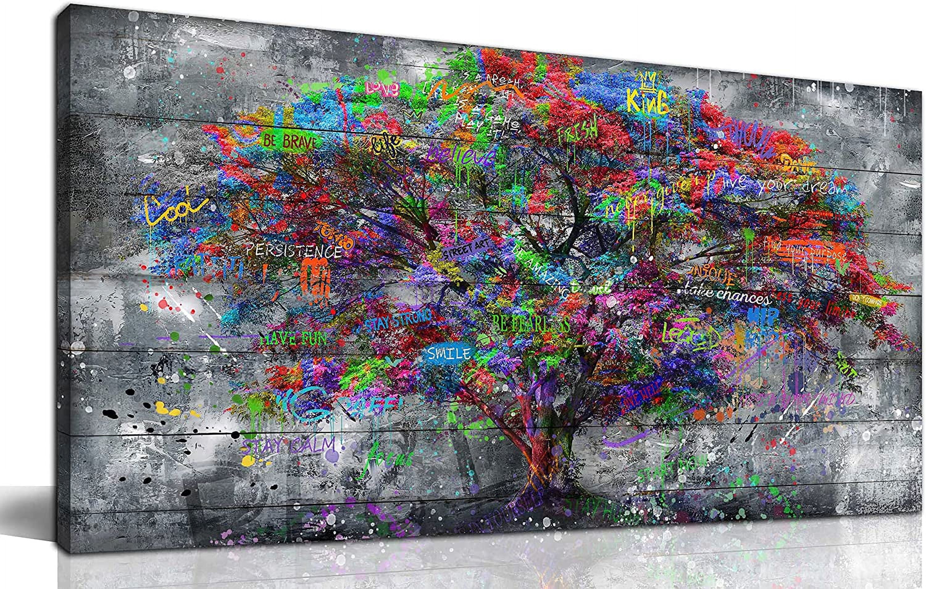 CTLL-Tree Canvas Wall-Art For Living Room Graffiti Forest Wall Art ...