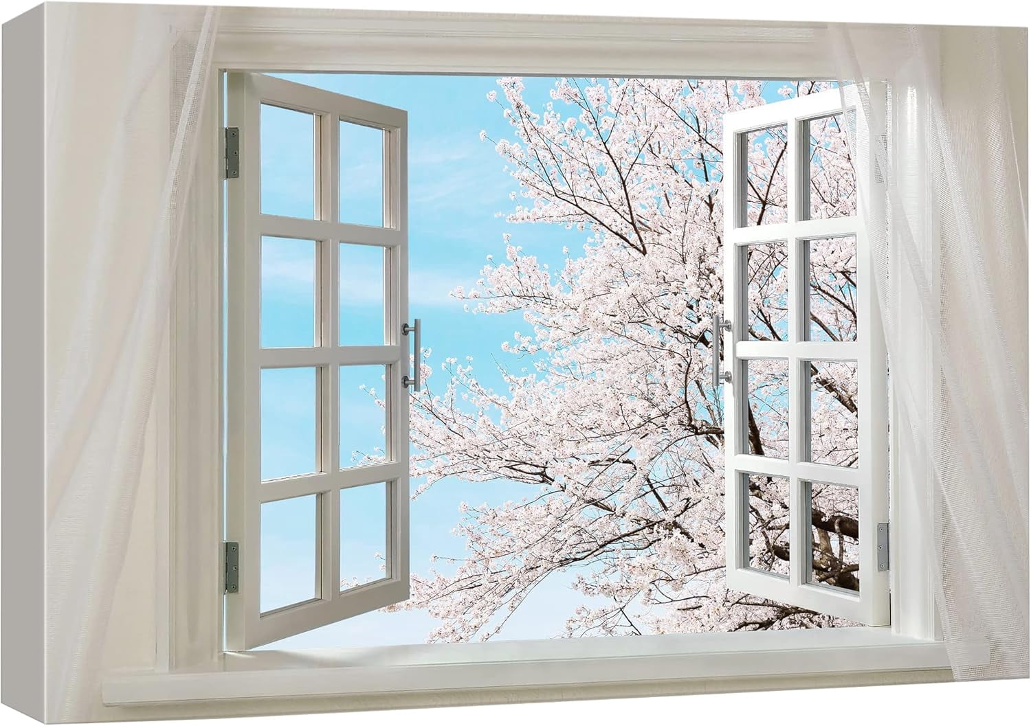 CTLL-Wall Art Glimpse into Cherry Blossom in Spring Out of Open Window ...