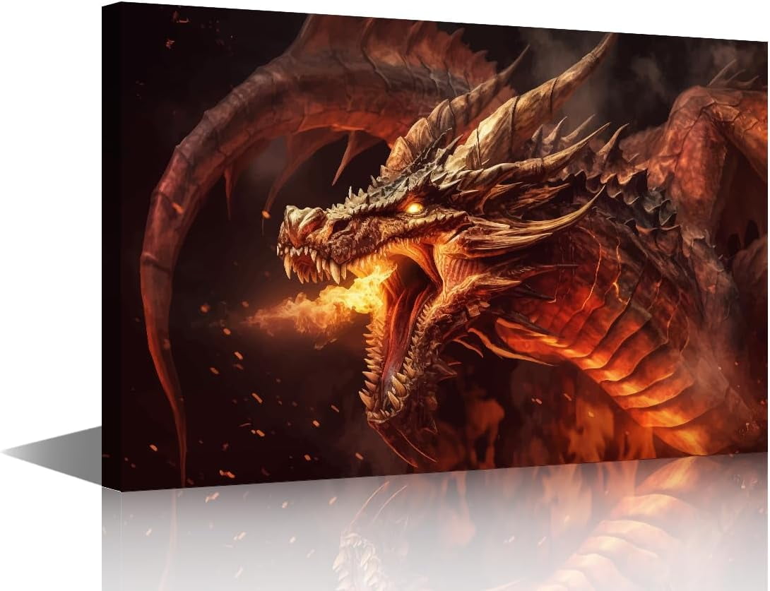 CTLL-Wall Art for Living Room Dragon Canvas Wall Art Fantasy Artwork ...