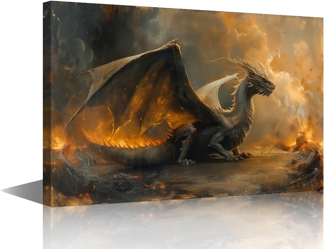CTLL-White Dragon Pictures for Living Room Wall Decoration Magical ...