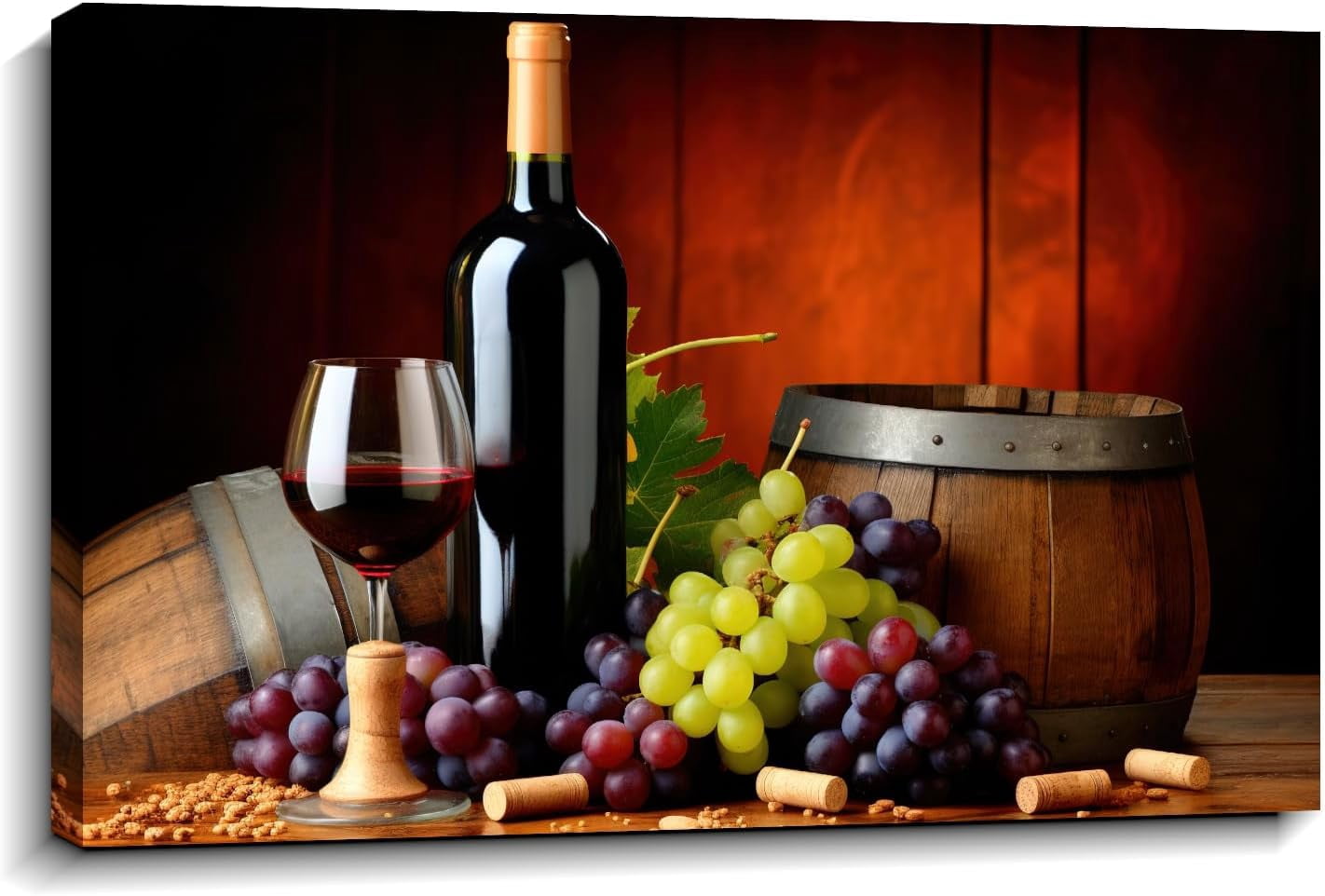 CTLL-Wine Canvas Wall Art Kitchen Wall Decor for Dining Room Bar ...