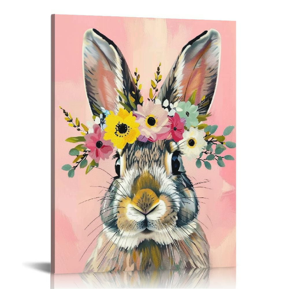 CTLONG Easter Bunny and Rabbit Flower Crown Oil Painting Paint by ...
