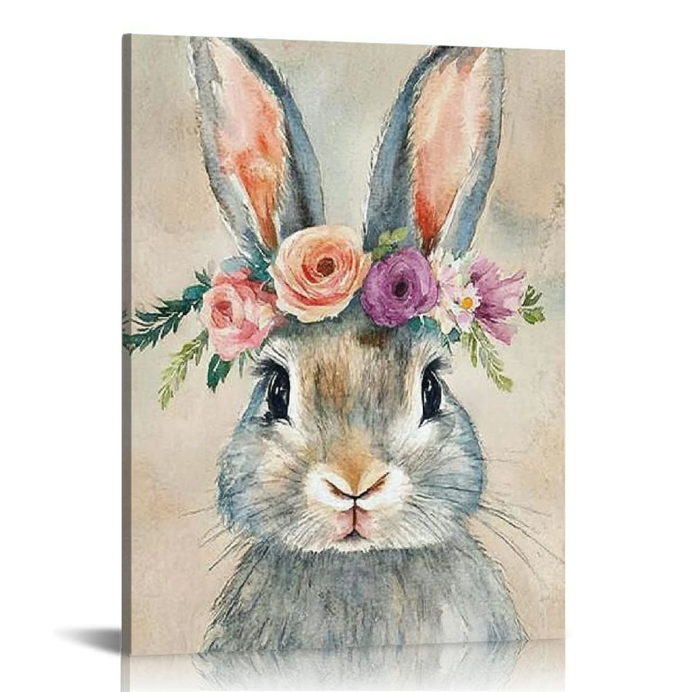 CTLONG Easter Bunny and Rabbit Canvas Prints Wall Art for Living Room ...