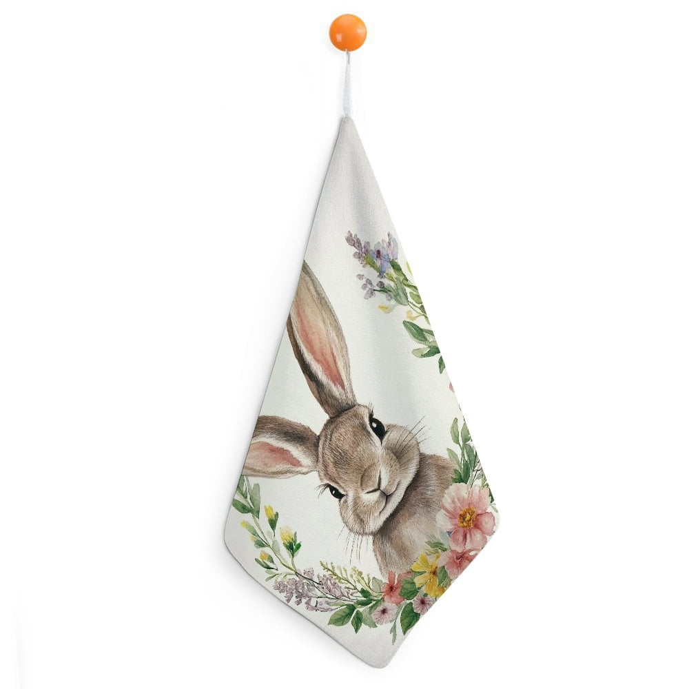 CTLONG Easter Bunny and Rabbit Reusable Hand Towels with Loop for ...