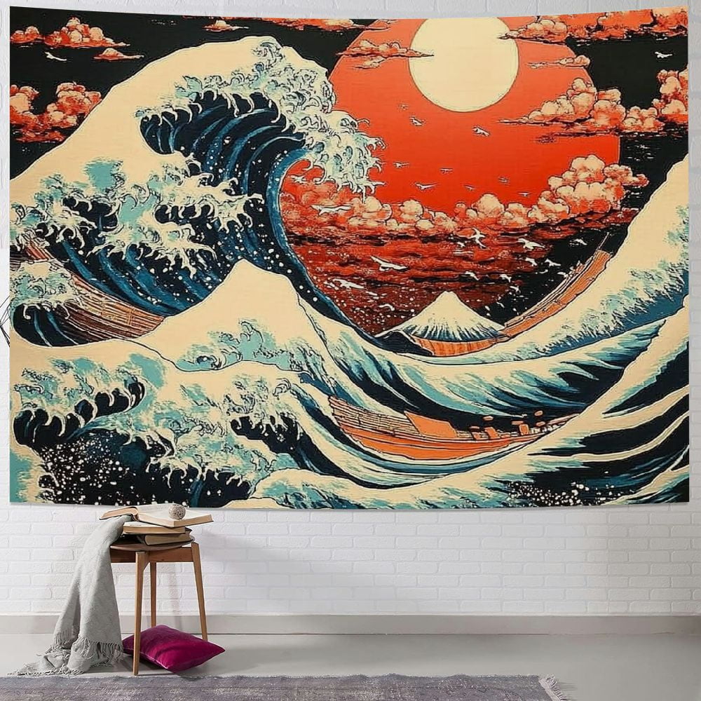 CTLONG The Great Wave Tapestry Japanese Ocean Sea Wave Tapestries ...