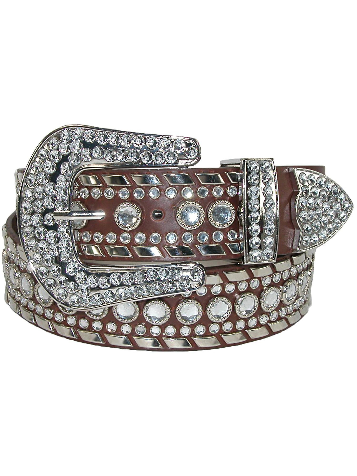 CTM Women's 1 1/2 Inch Wide Western Rhinestone Belt (Plus Size ...