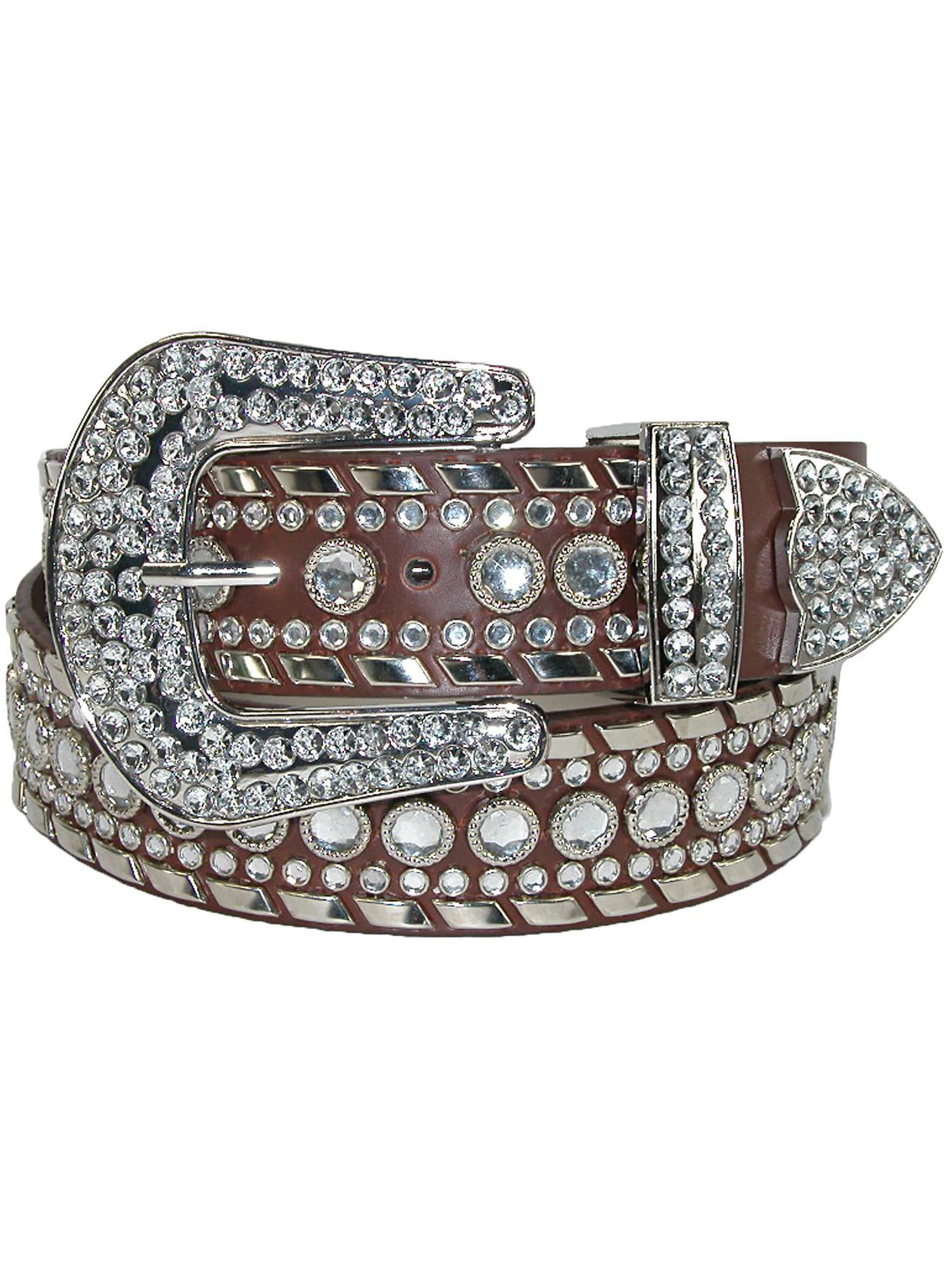 CTM Women's 1 1/2 Inch Wide Western Rhinestone Belt (Plus Size ...