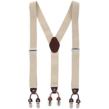 CTM 1.375 Inch Wide Solid Color Y-Back Button-End Suspenders (Men ...