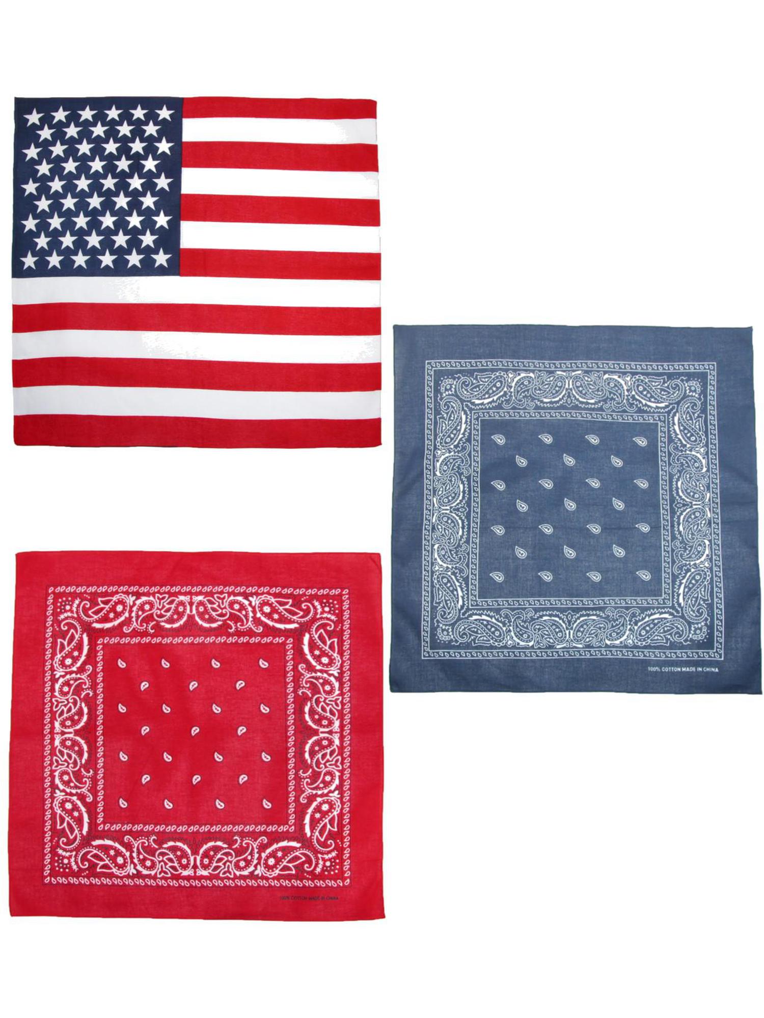 American Made Light Blue Western Paisley Bandana - Single Piece 22x22 ...