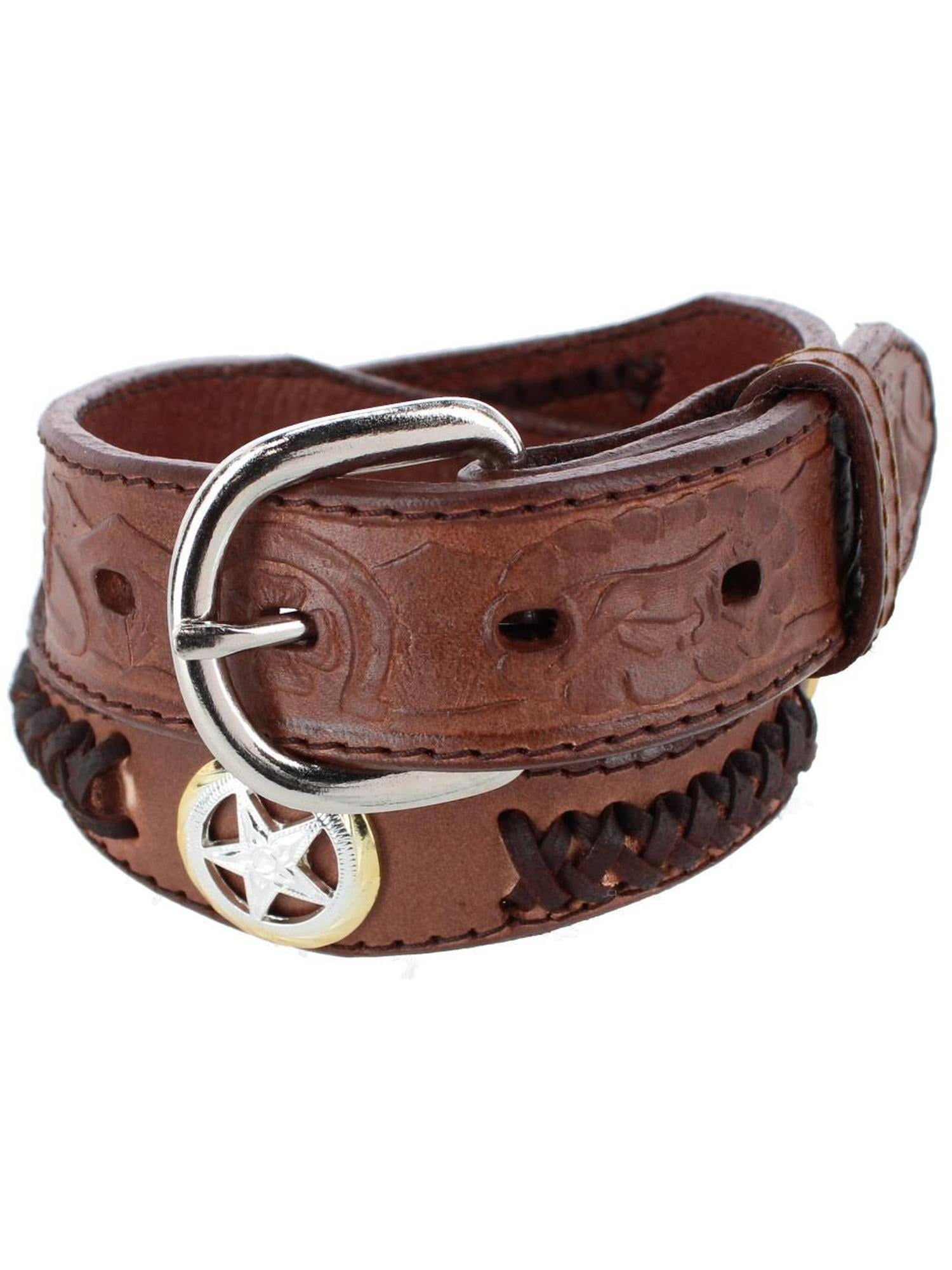 CTM Boy's Gold & Silver Star Concho Western Leather Belt - Walmart.com