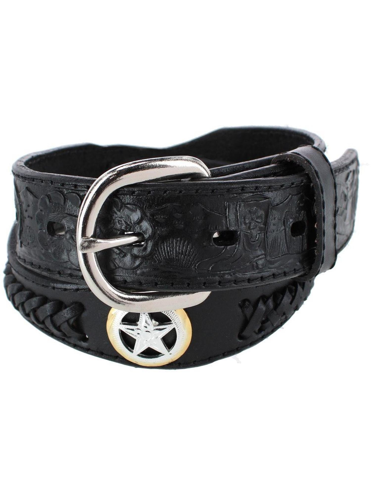 CTM Boy's Gold & Silver Star Concho Western Leather Belt - Walmart.com