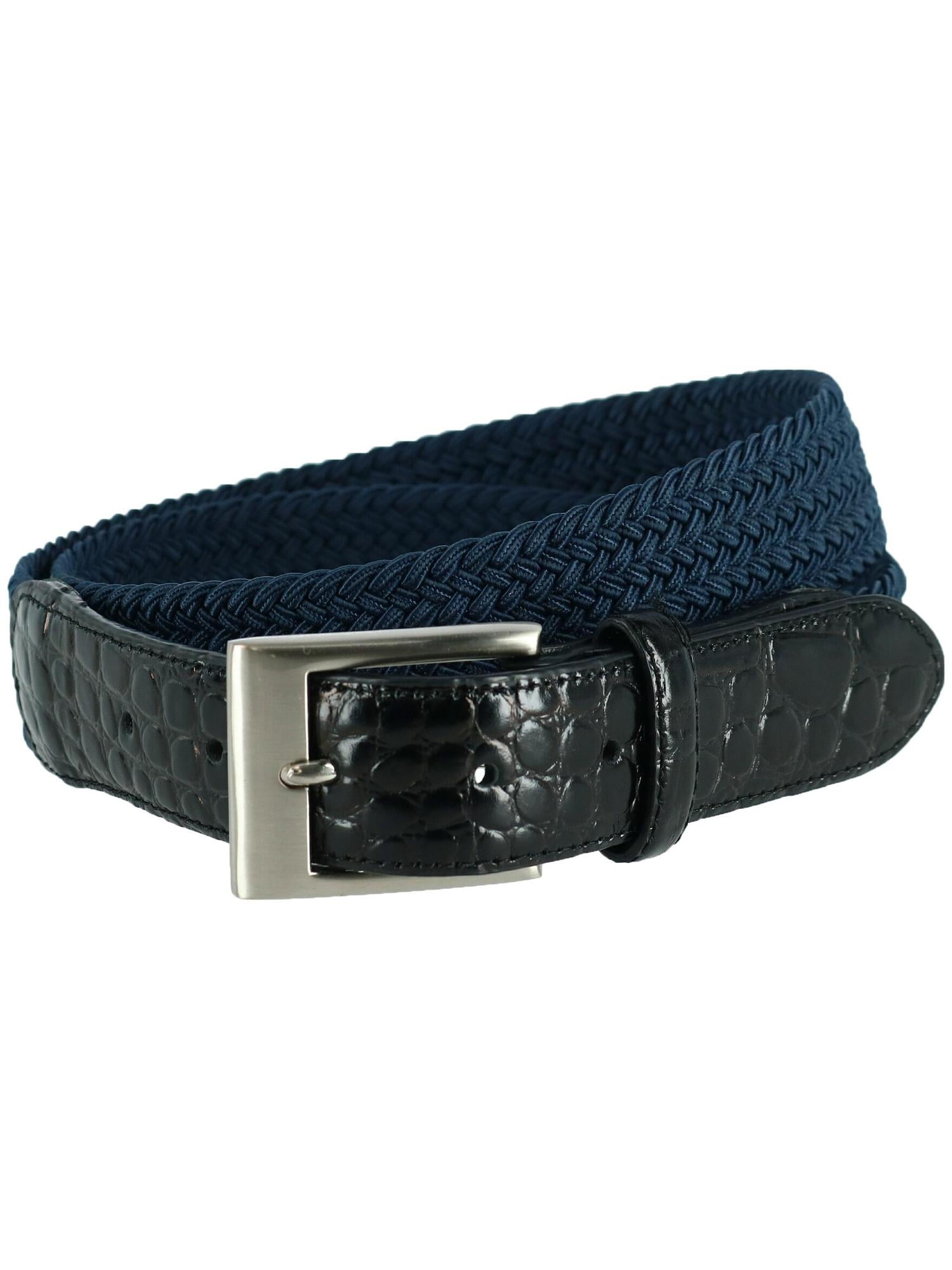 CTM Braided Elastic Stretch Belt with Croc Print End Tabs (Men Big ...