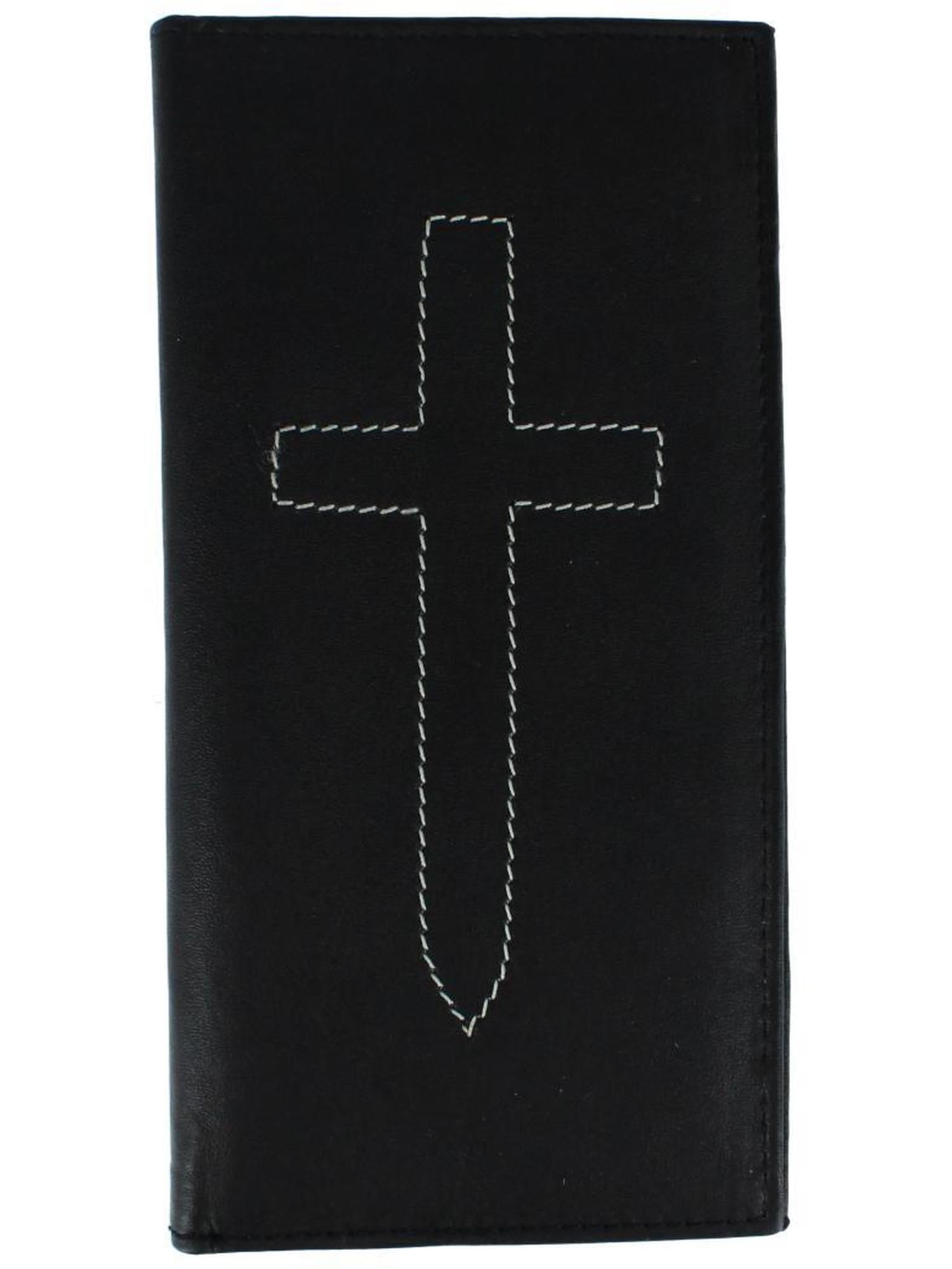 CTM Classic Leather Checkbook Cover with Stitched Cross - Walmart.com