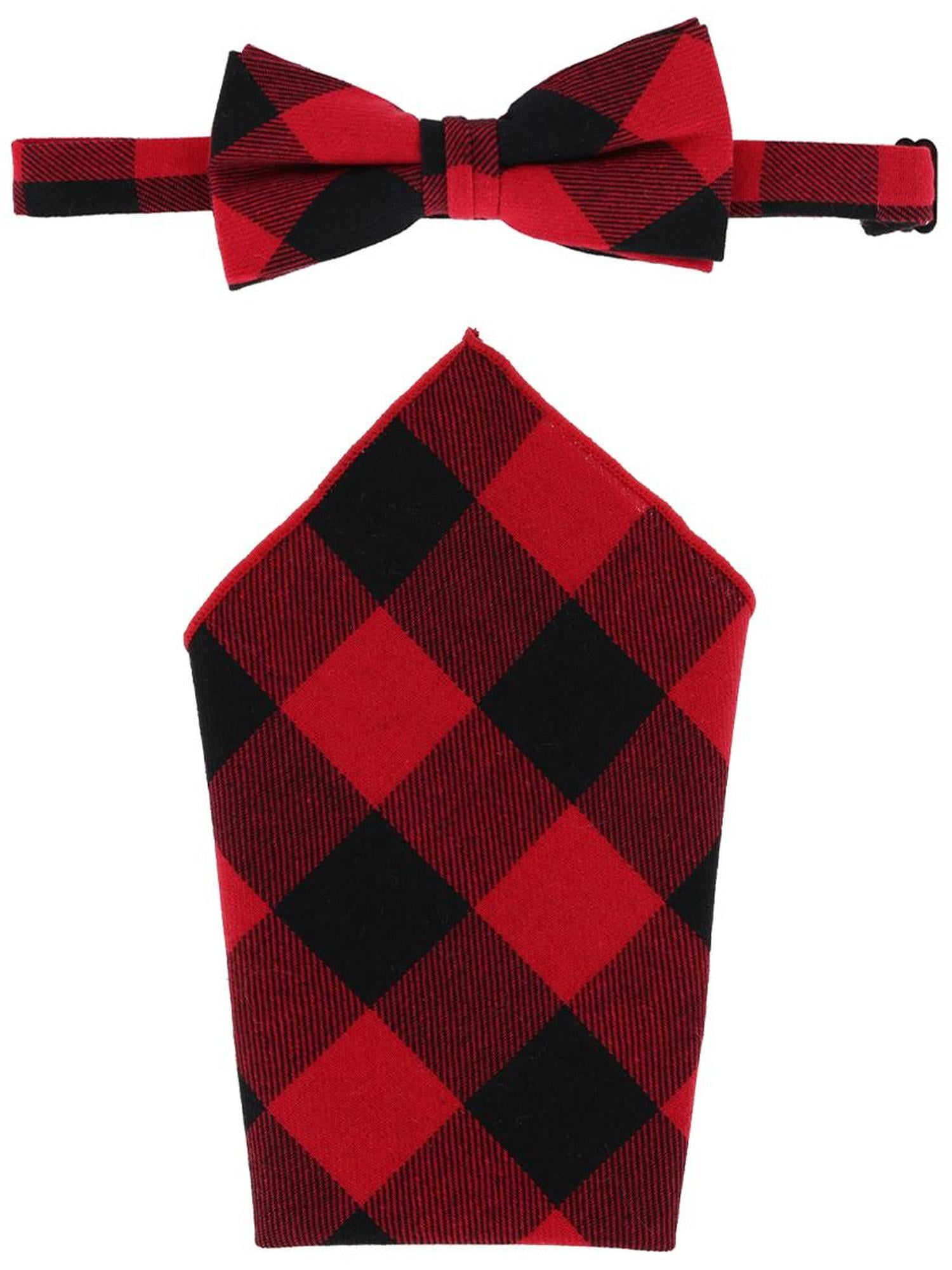 CTM Cotton Buffalo Plaid Bow Tie and Handkerchief Set (Men) - Walmart.com
