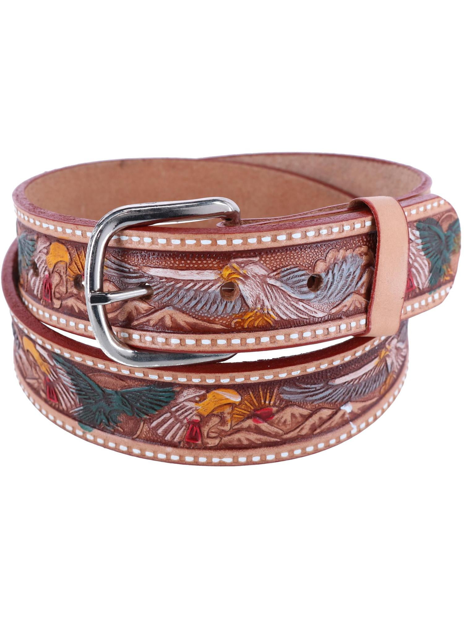 CTM Eagle Print Tooled Aztec Belt - Walmart.com
