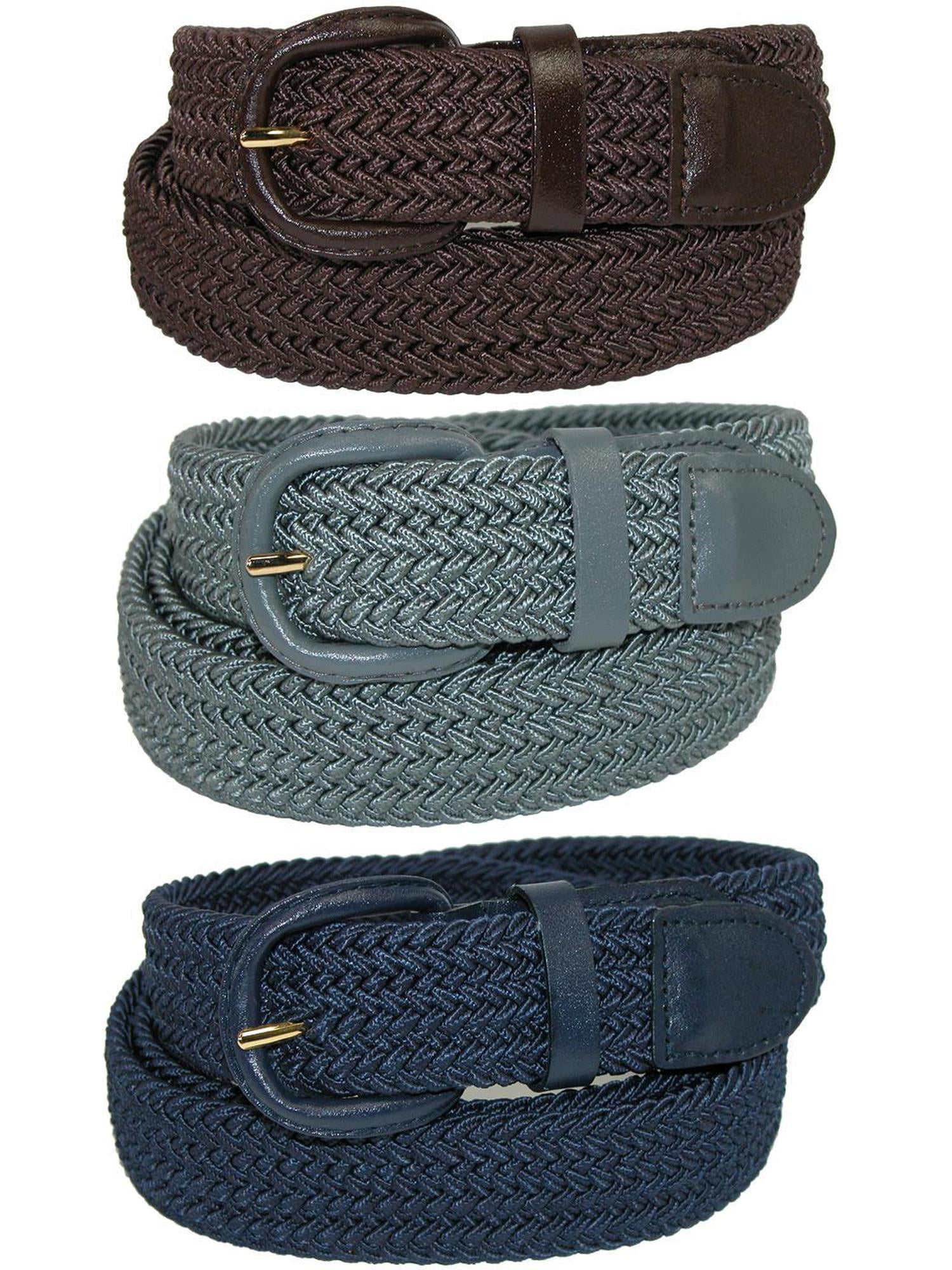 CTM Elastic Braided Stretch Belt (Pack of 3 Colors) (Men) - Walmart.com
