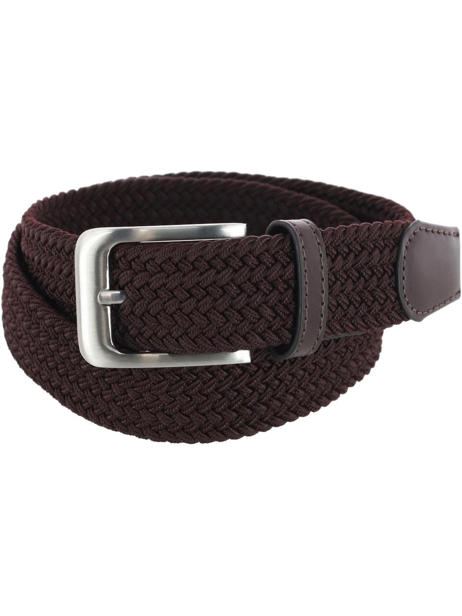 CTM Elastic Braided Stretch Belt with Silver Buckle (Men Big & Tall ...