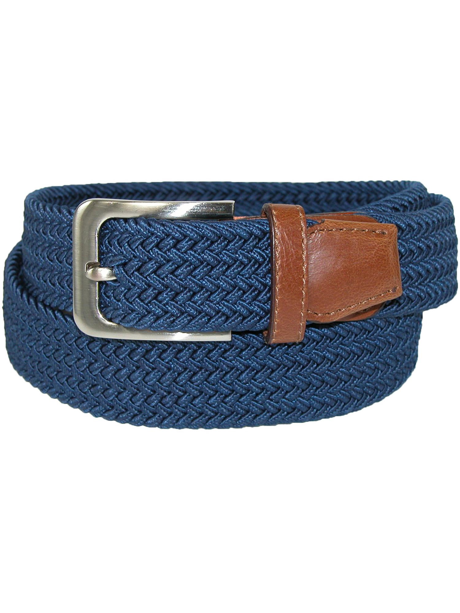 CTM Elastic Braided Stretch Belt with Silver Buckle and Tan Tabs (Men ...