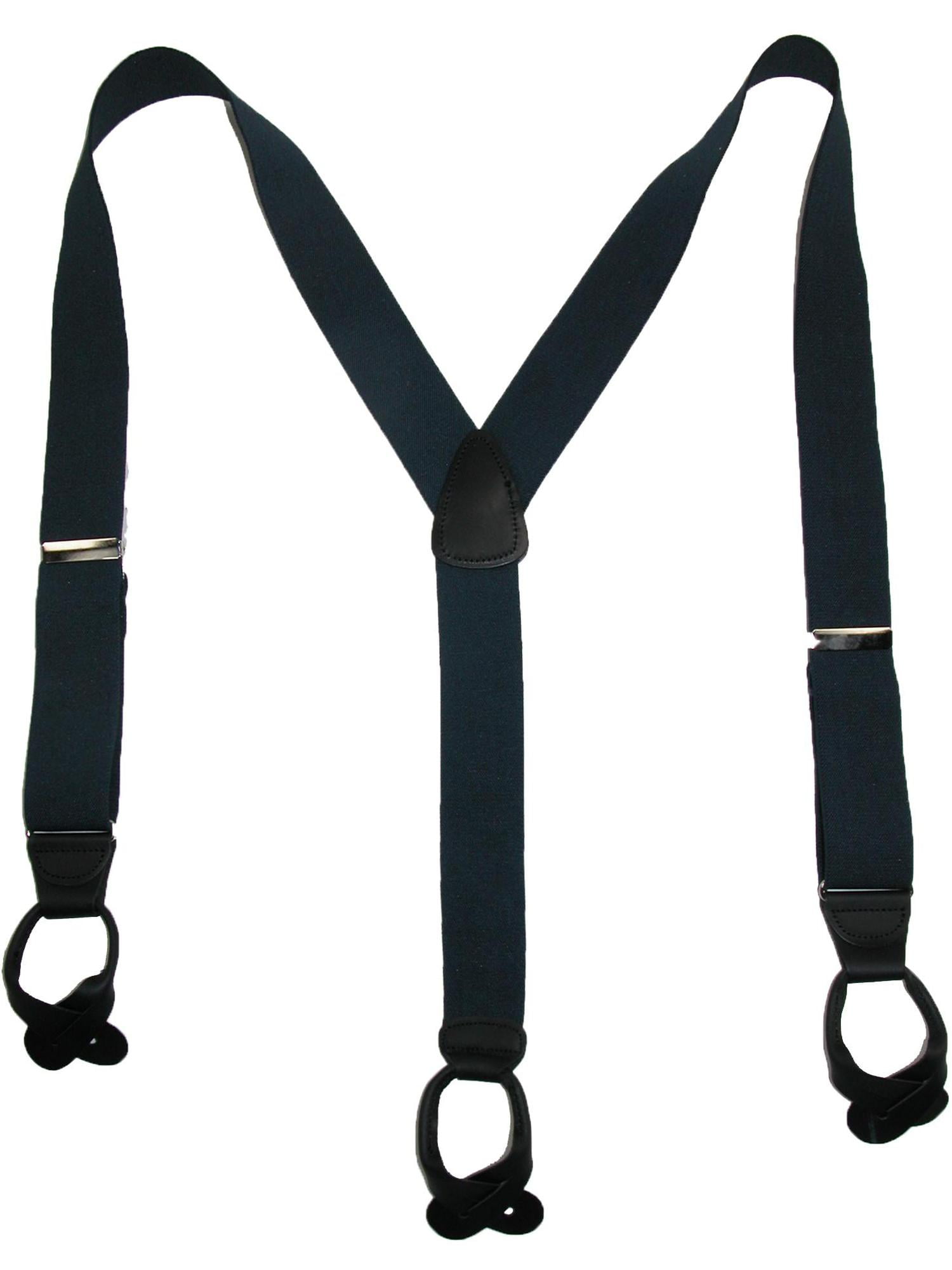 CTM Elastic Button End Dress Suspenders with Silver Hardware (Men Big ...