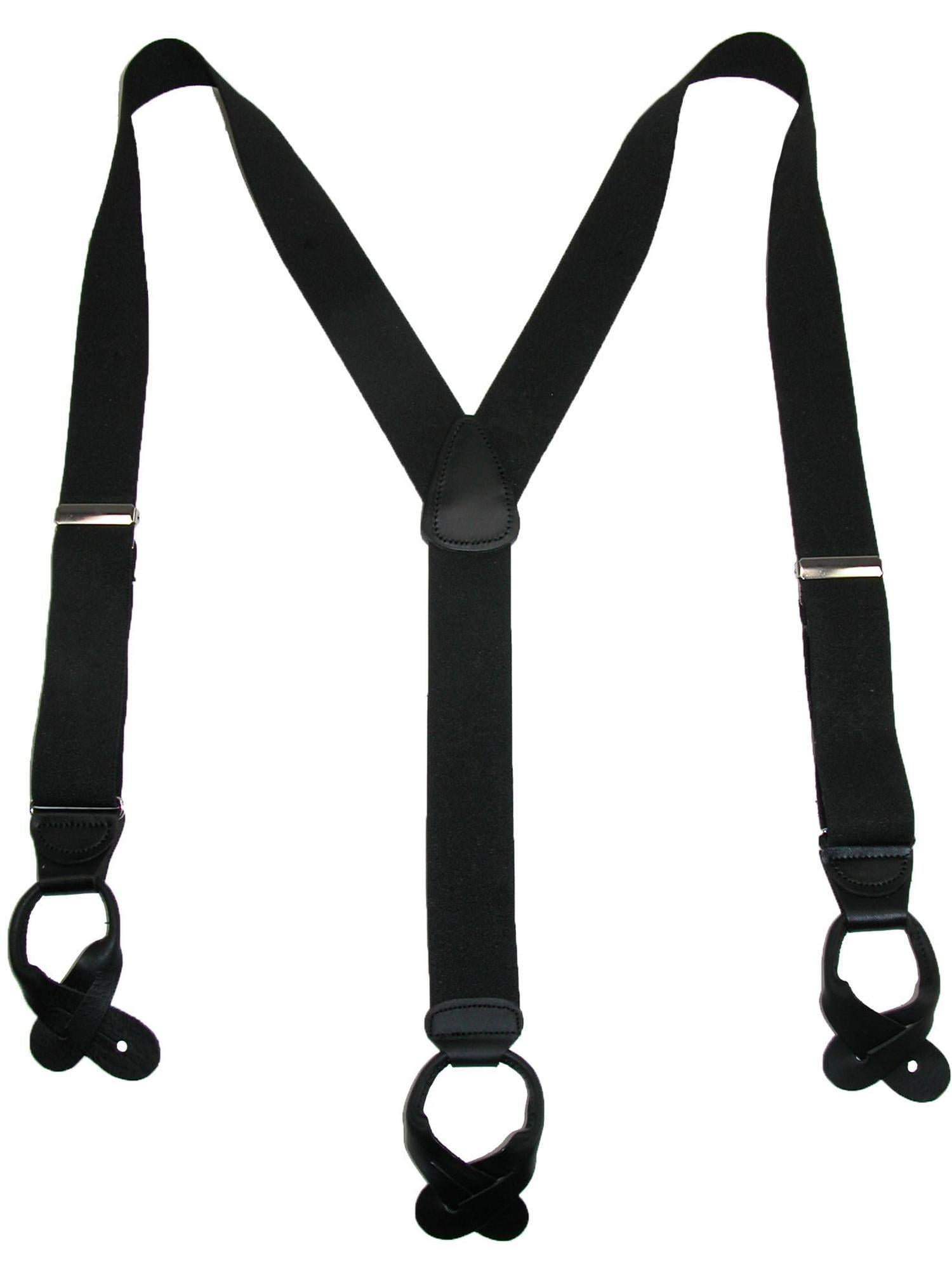 CTM Elastic Button End Dress Suspenders with Silver Hardware (Men Big ...