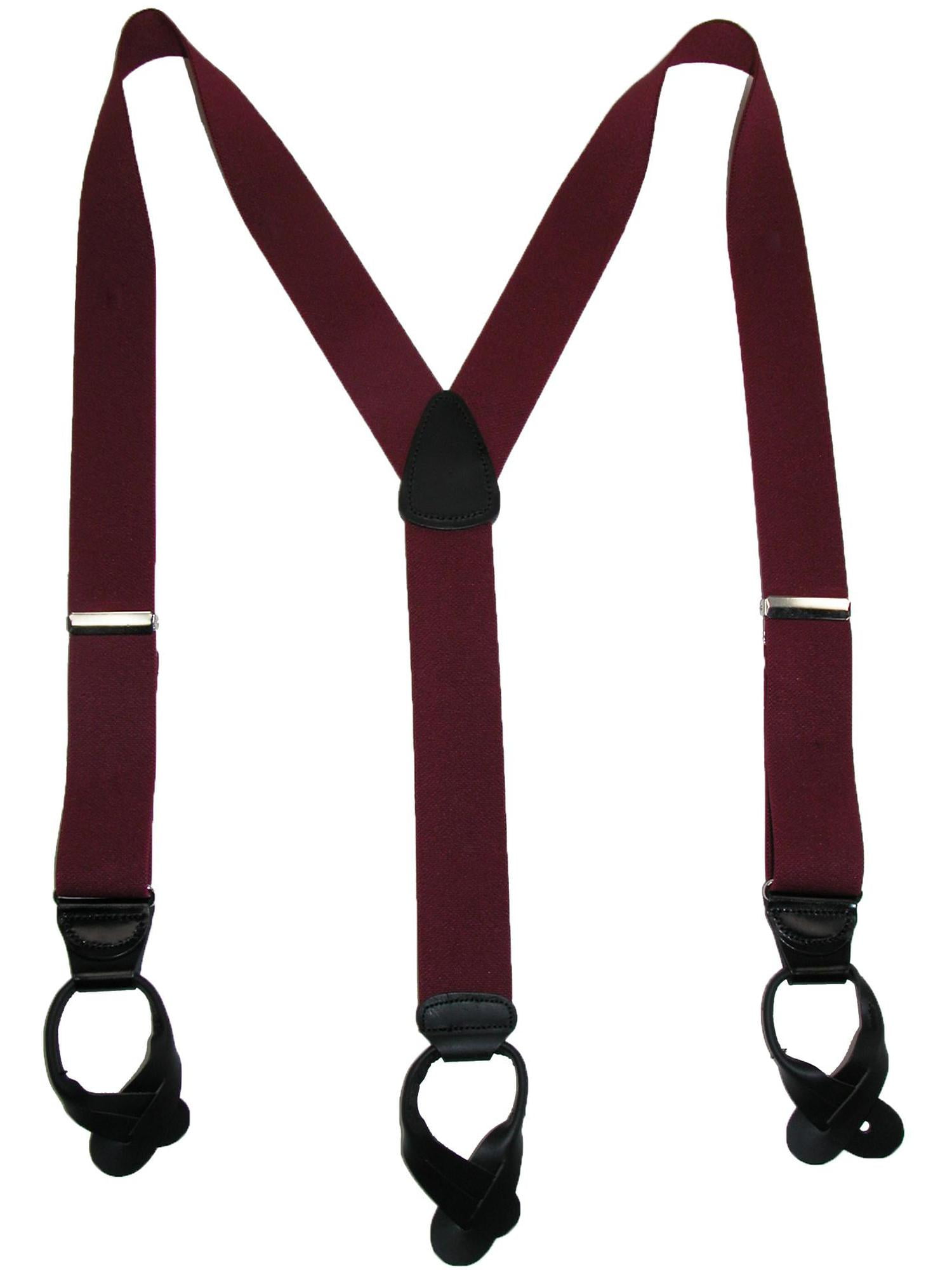 CTM Elastic Button End Dress Suspenders with Silver Hardware (Men Big ...