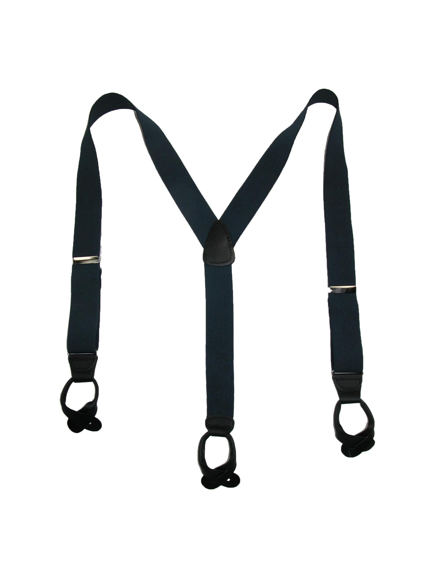 CTM Elastic Button End Dress Suspenders with Silver Hardware (Men ...