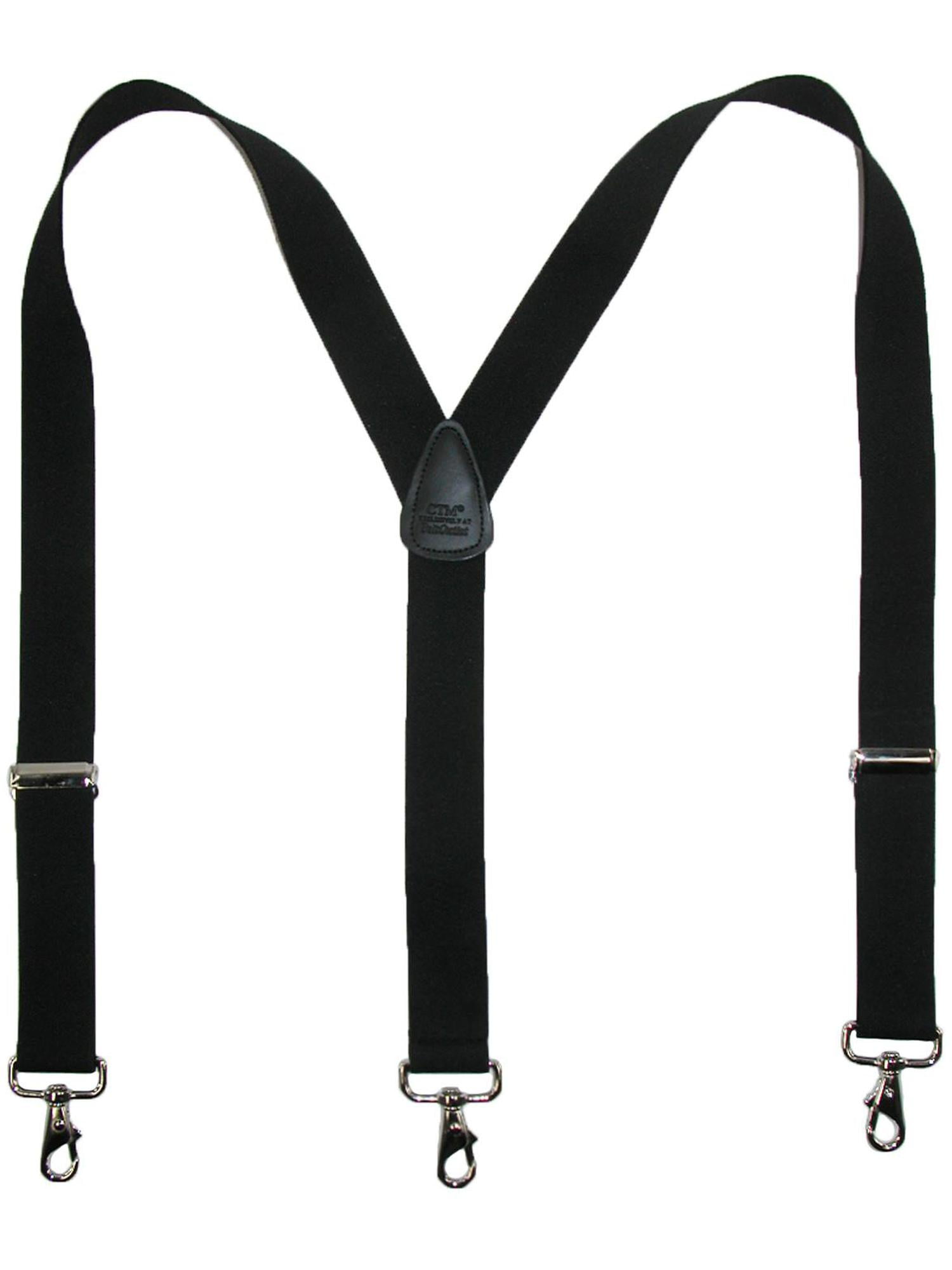 CTM Men's Wide Elastic Solid Color Suspender with Metal Swivel Hook ...