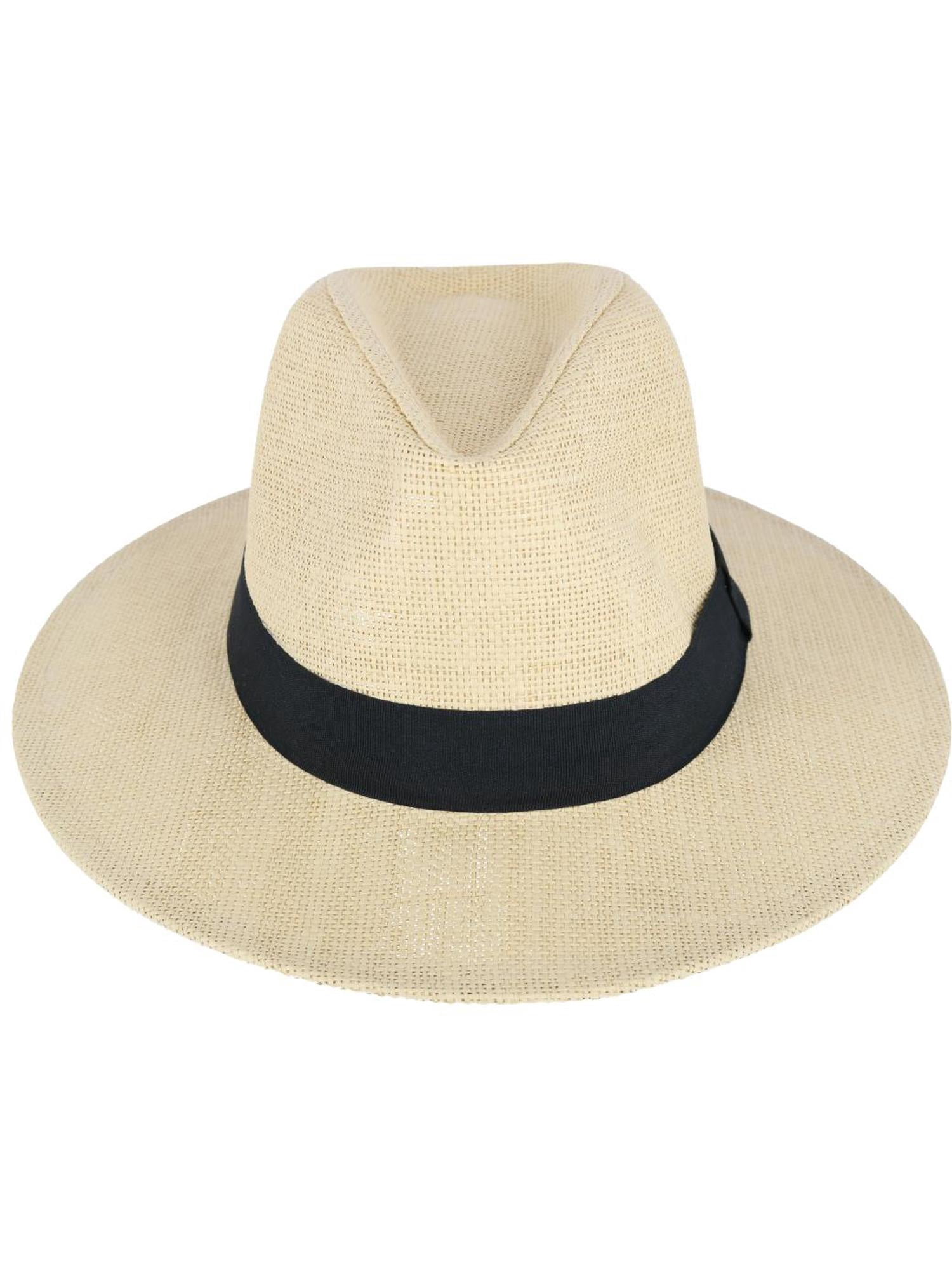 CTM Flat Brim Straw Fedora Hat (Men) - Walmart.com
