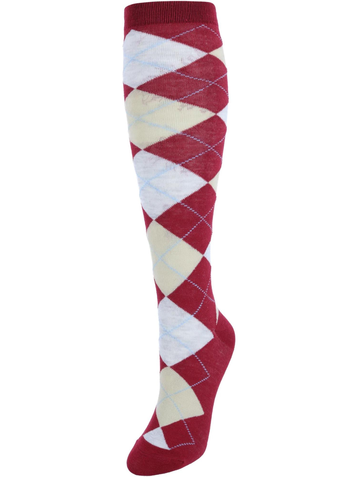 CTM Fun Colored Argyle Plaid Knee High Socks (1 Pair) (Women) - Walmart.com