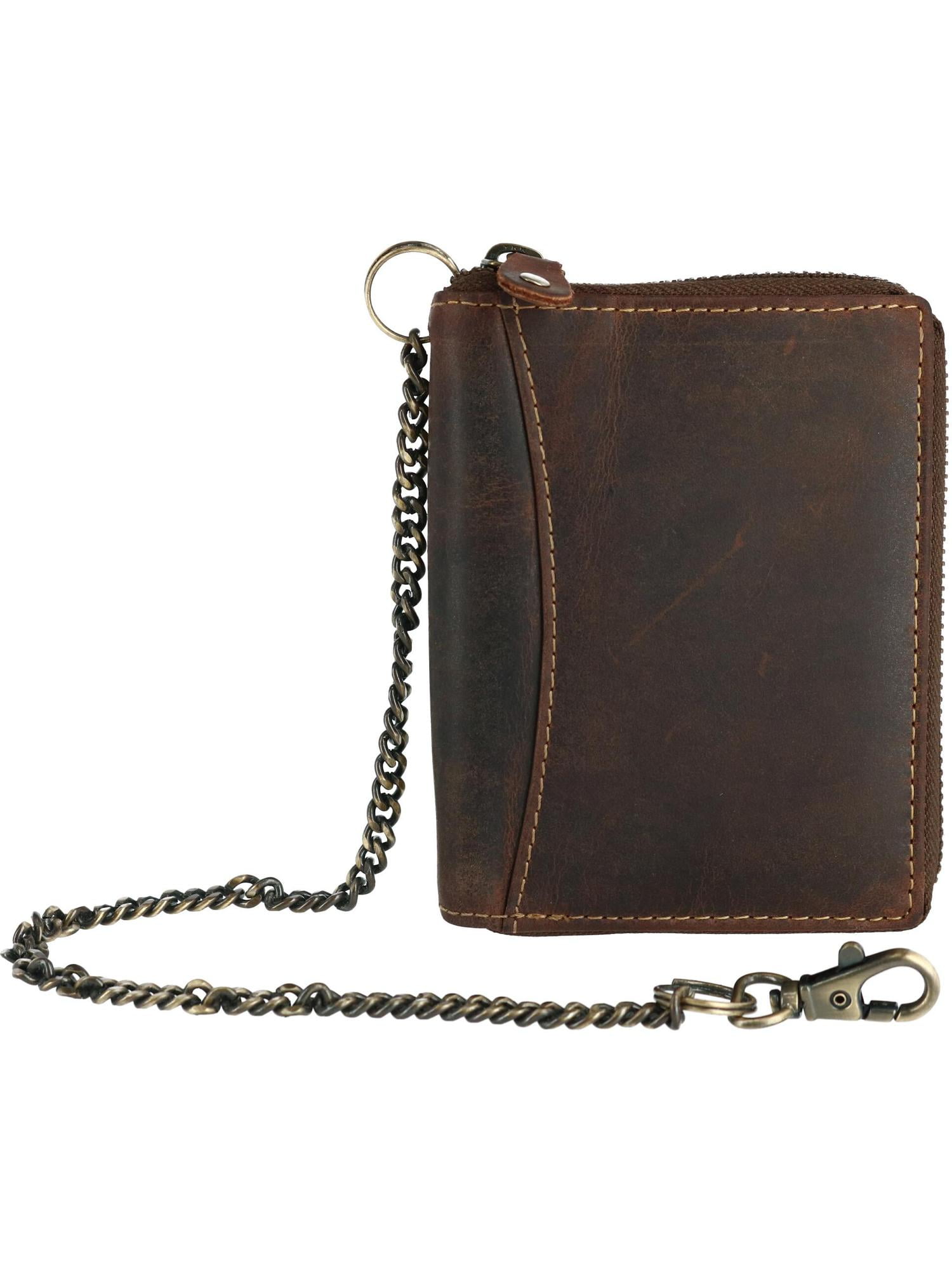 CTM Hunter Leather Zip-Around Bifold Chain Wallet (Men) - Walmart.com