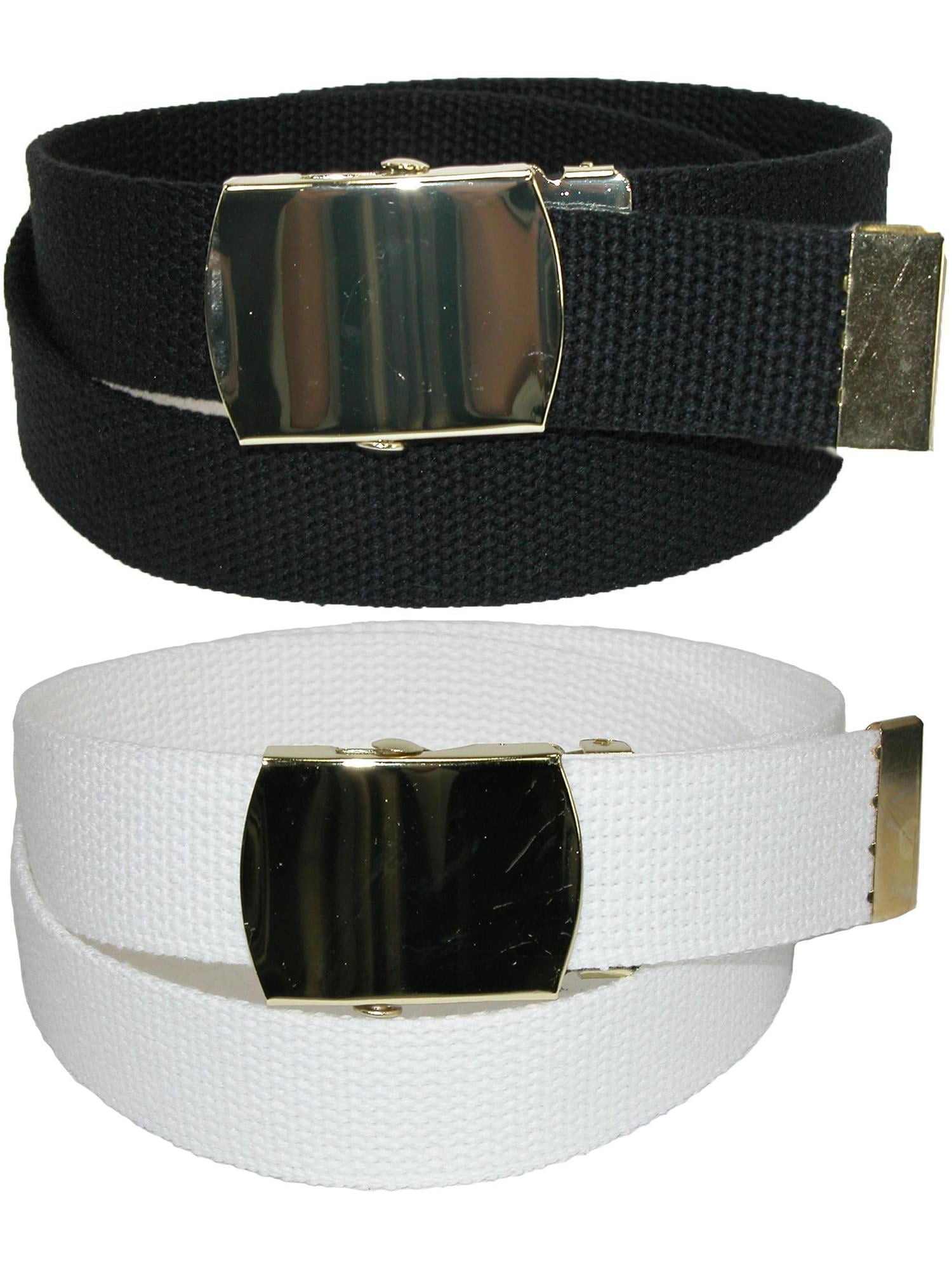 CTM Kid's Cotton Belt with Brass Clamp Slide Buckle (Pack of 2 Colors ...