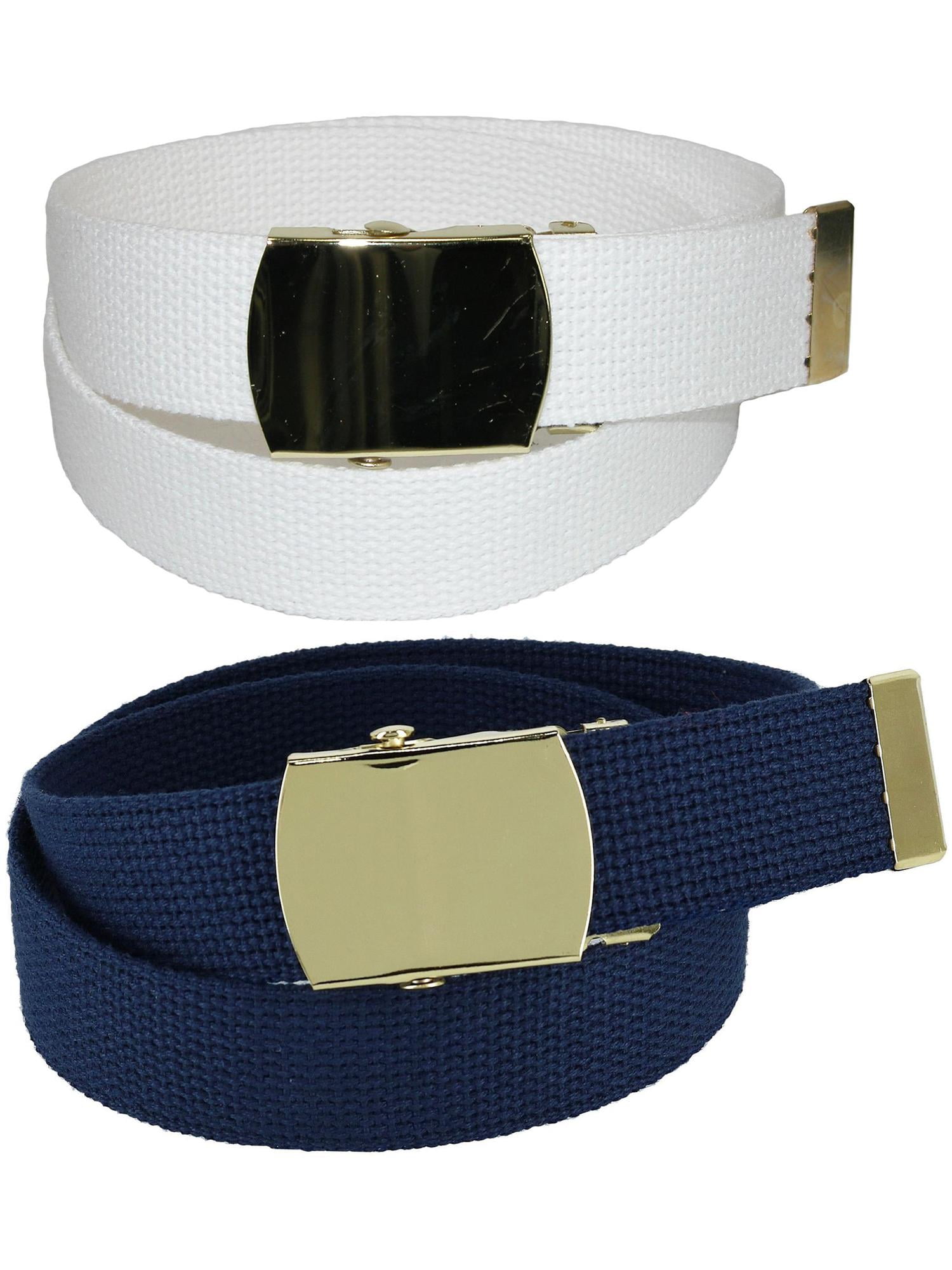 CTM Kid's Cotton Belt with Brass Clamp Slide Buckle (Pack of 2 Colors ...