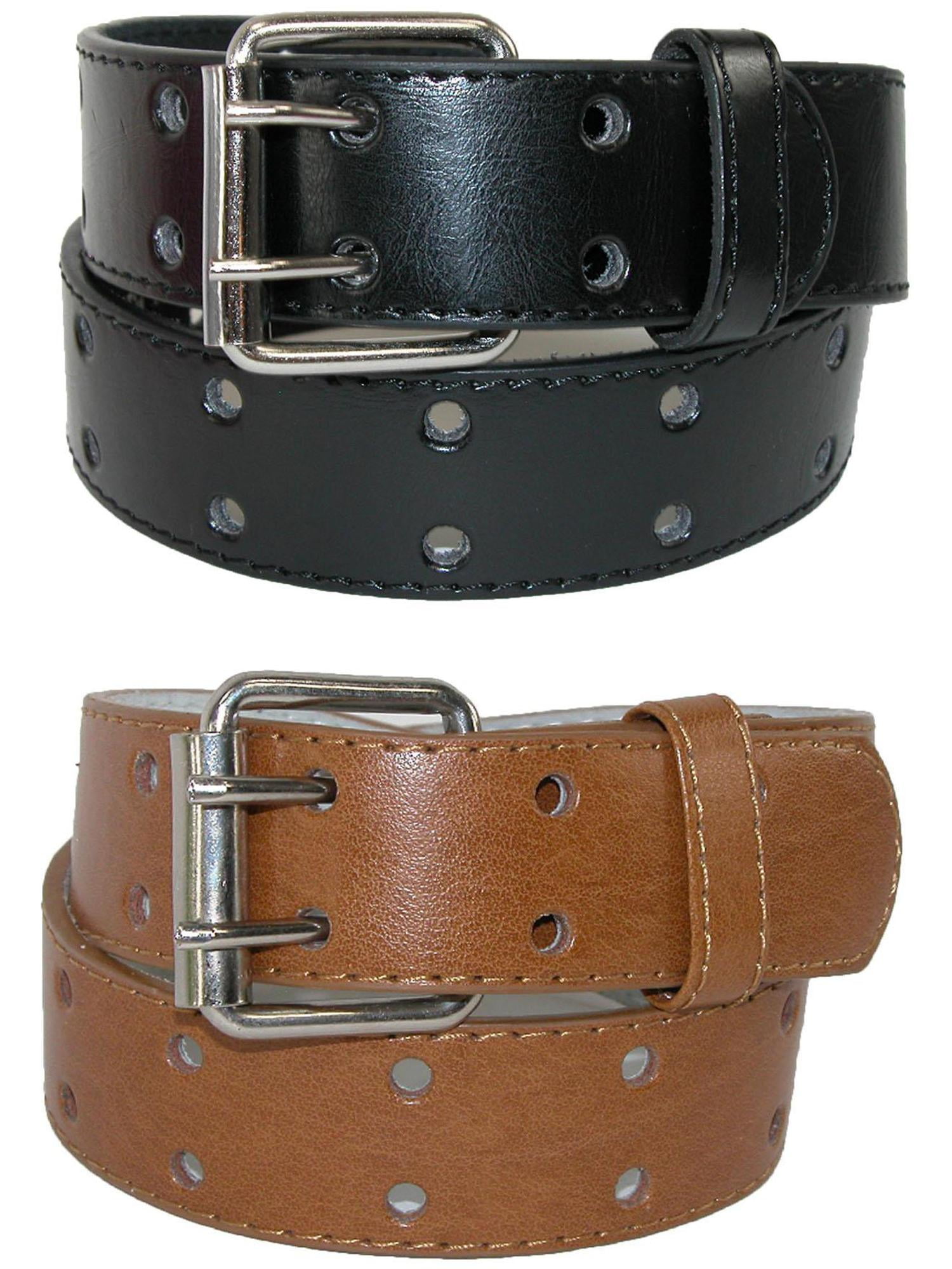 CTM Kid's Leather Two Hole Jean Belt (Pack of 2 Colors) - Walmart.com