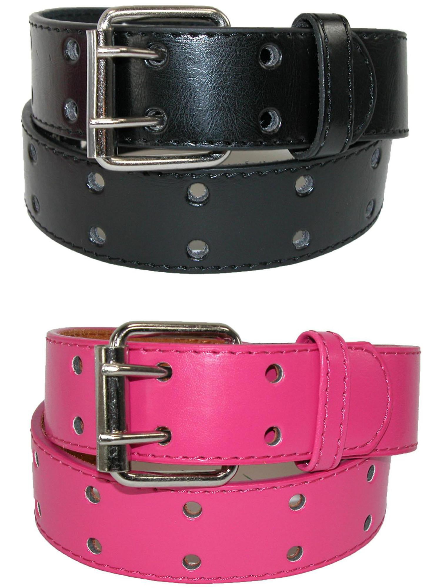 CTM Kid's Leather Two Hole Jean Belt (Pack of 2 Colors) - Walmart.com