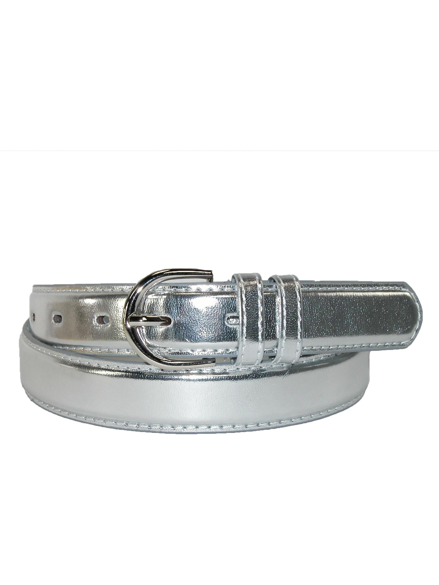 CTM Leather 1 1/8 Inch Metallic Dress Belt (Women) - Walmart.com
