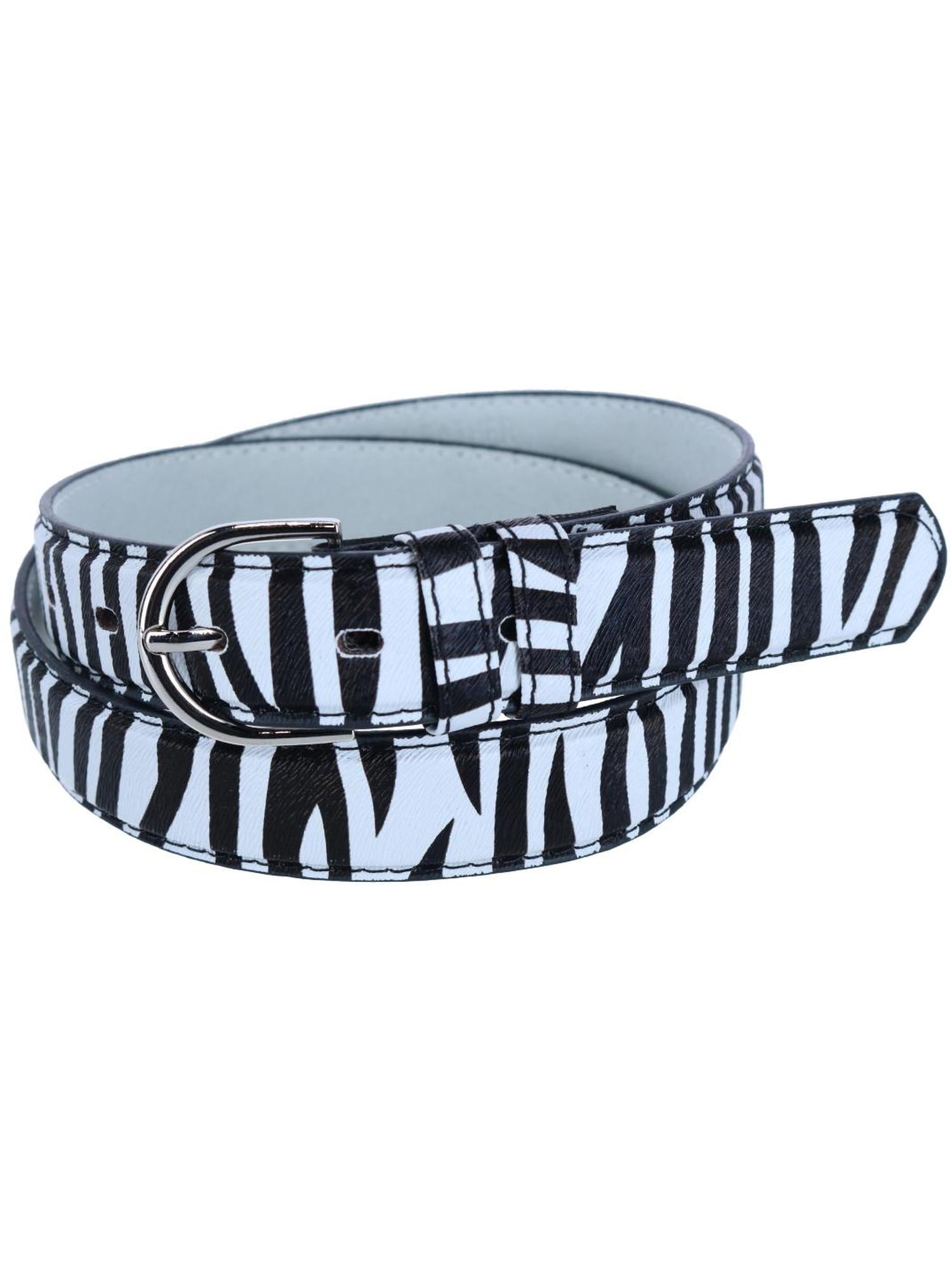 CTM Leather 1 1/8 Inch Zebra Print Dress Belt (Women) - Walmart.com