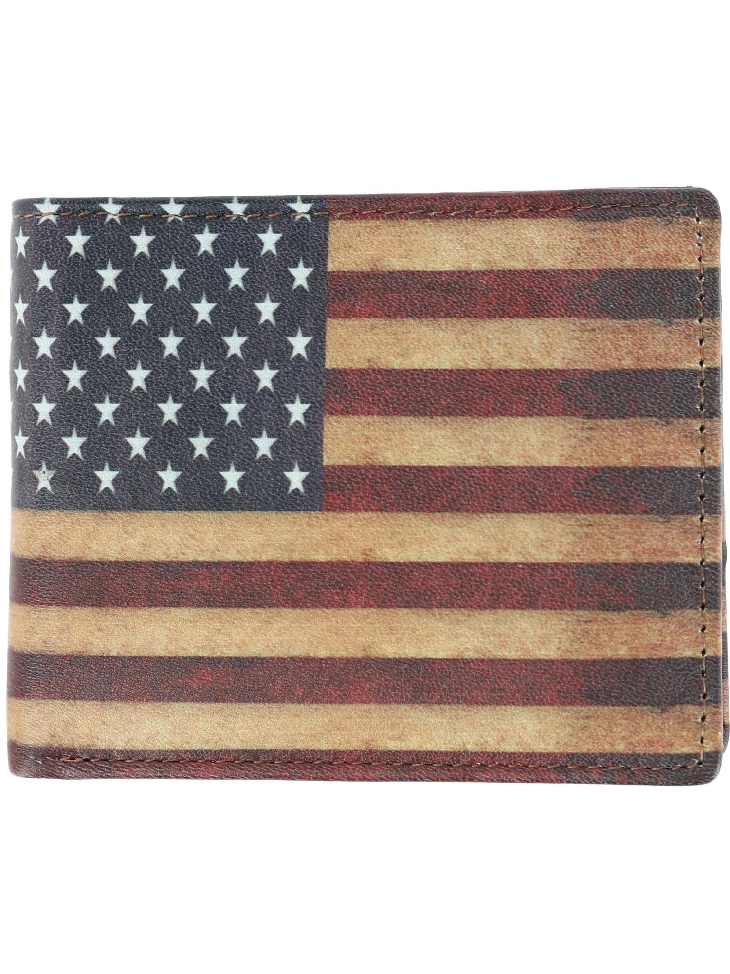 CTM Leather RFID Protected Vintage Flag Bifold Passcase Wallet for Men ...