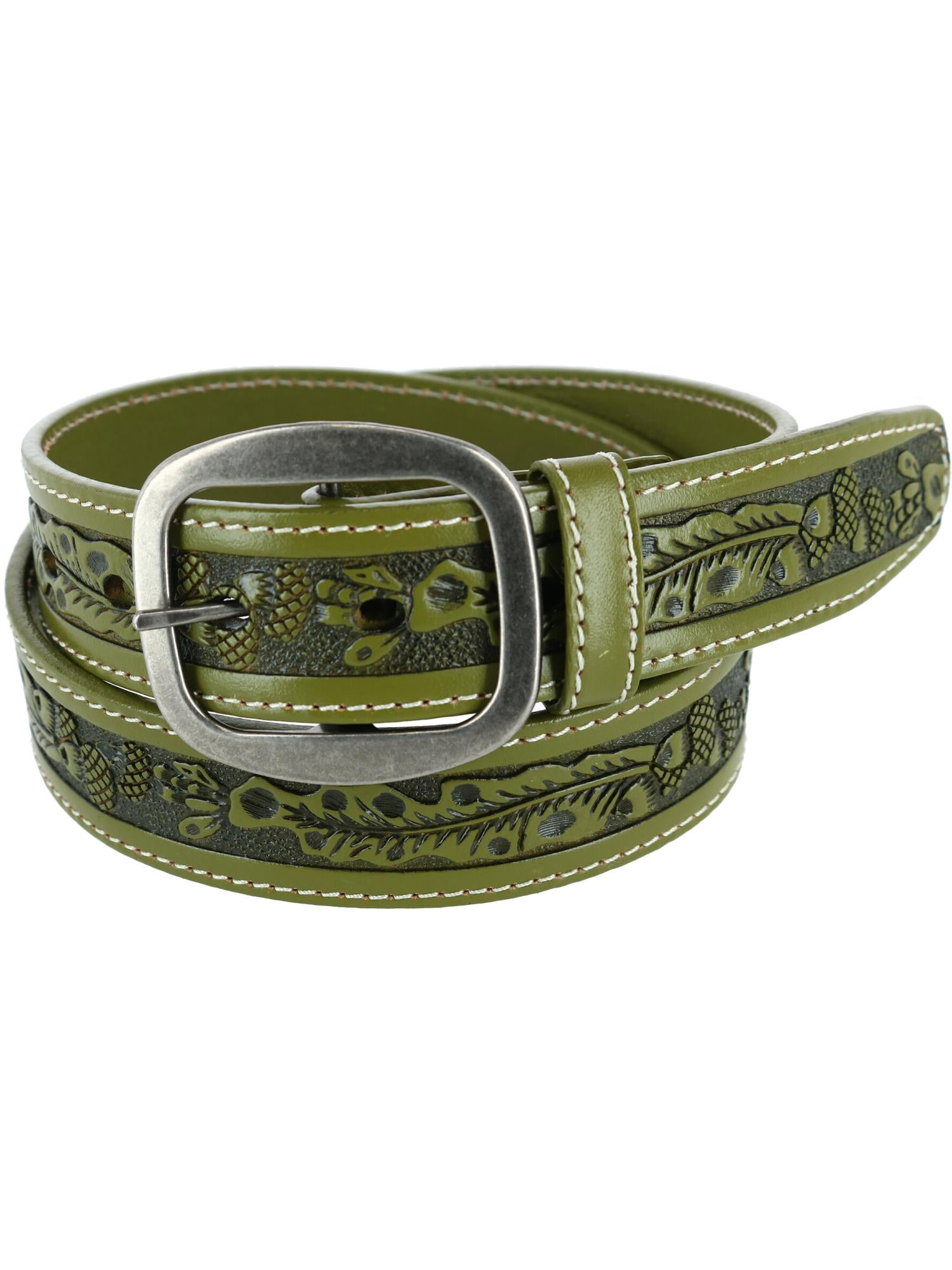 CTM Leather Western Embossed Belt with Removable Buckle - Walmart.com