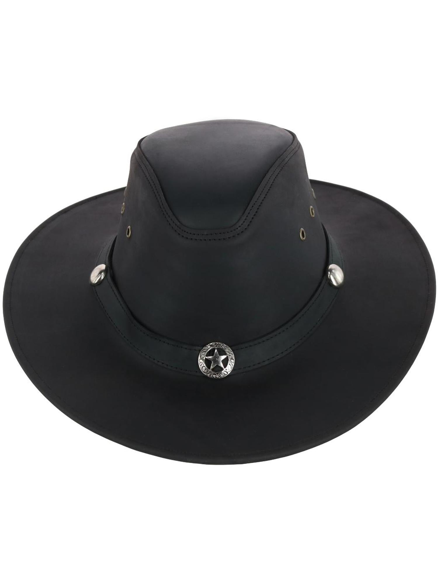 CTM Leather Western Hat with Star Concho Hatband (Men) - Walmart.com