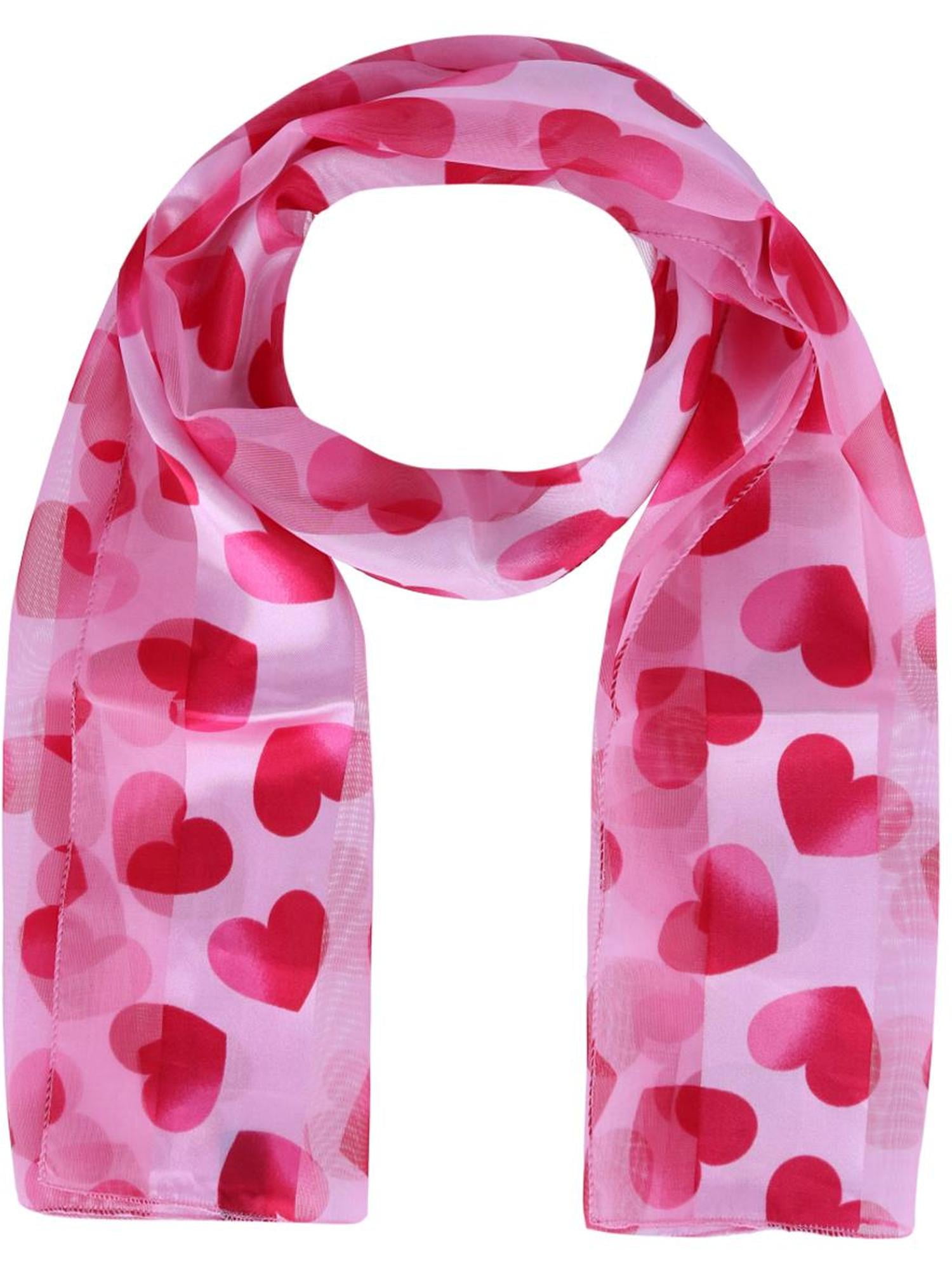 CTM Lightweight Satin Valentine's Bold Heart Print Scarf (Women ...