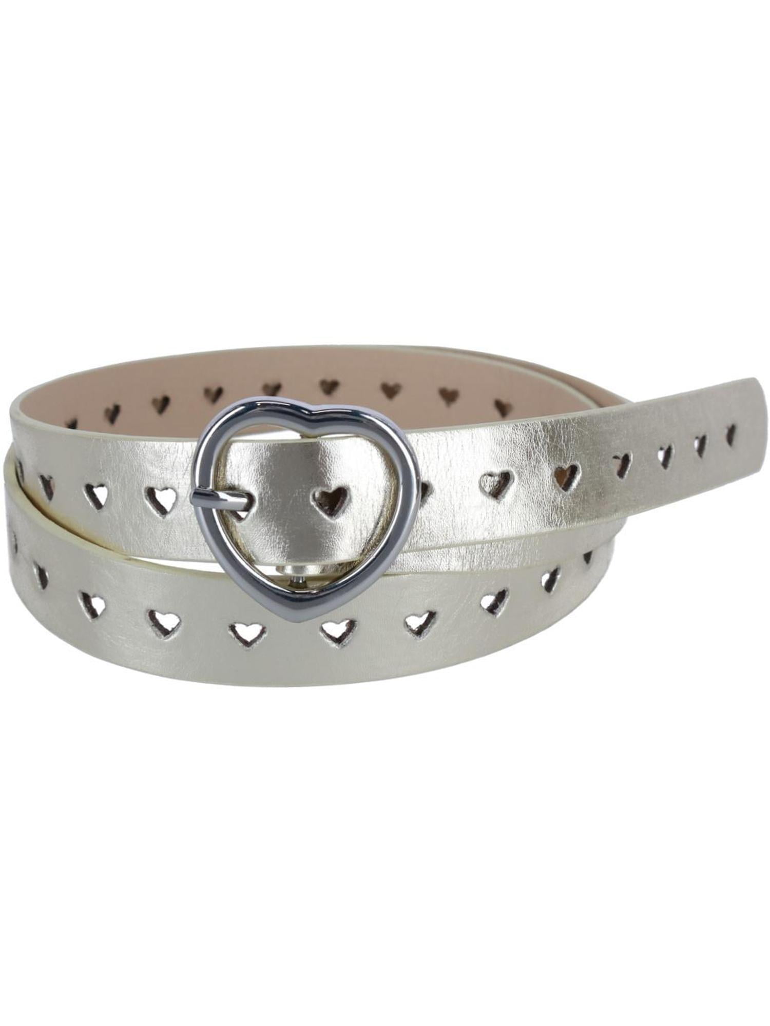 CTM Metallic Heart Punched Belt with Heart Buckle (Women) - Walmart.com