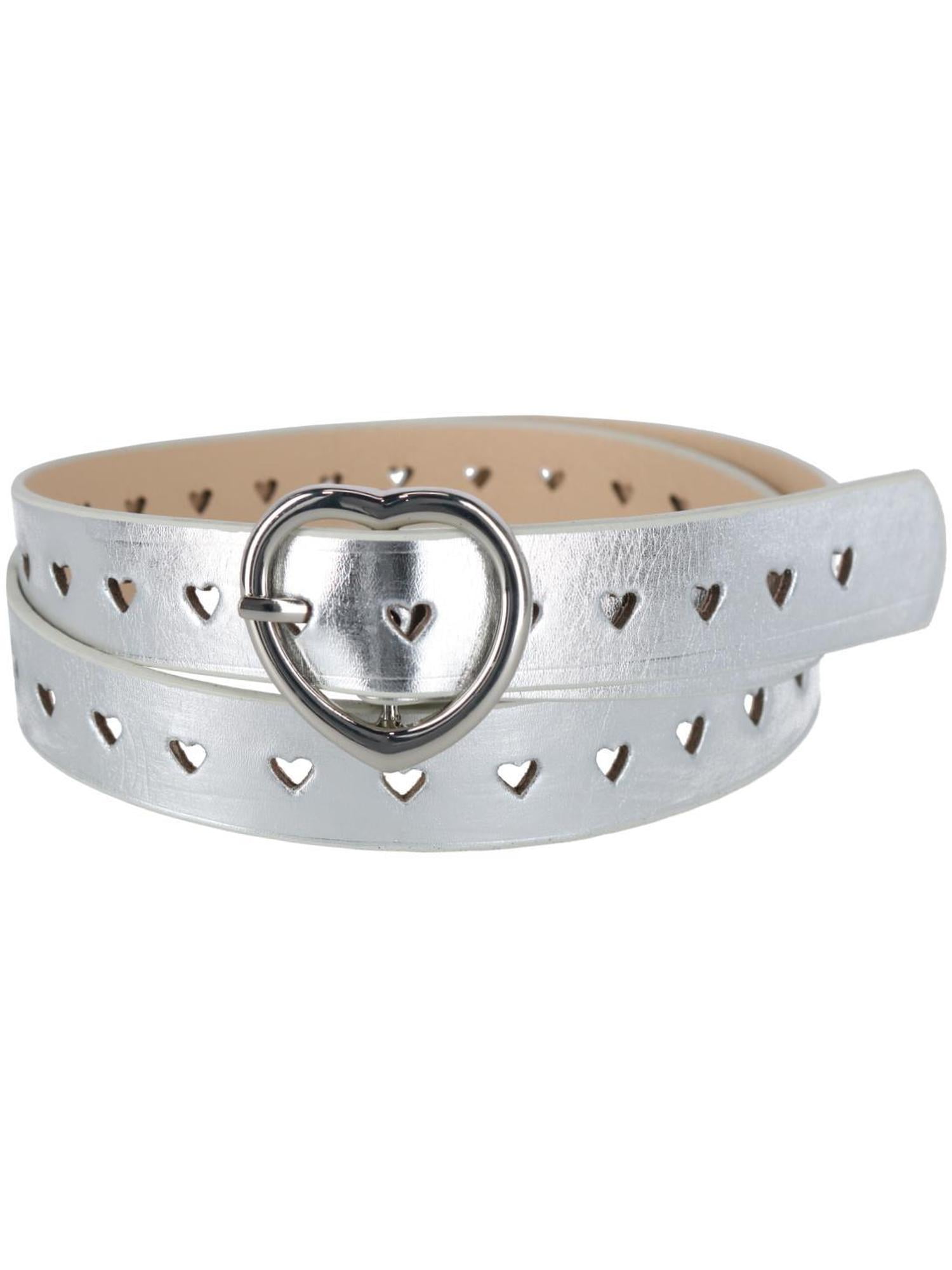 CTM Metallic Heart Punched Belt with Heart Buckle (Women) - Walmart.com