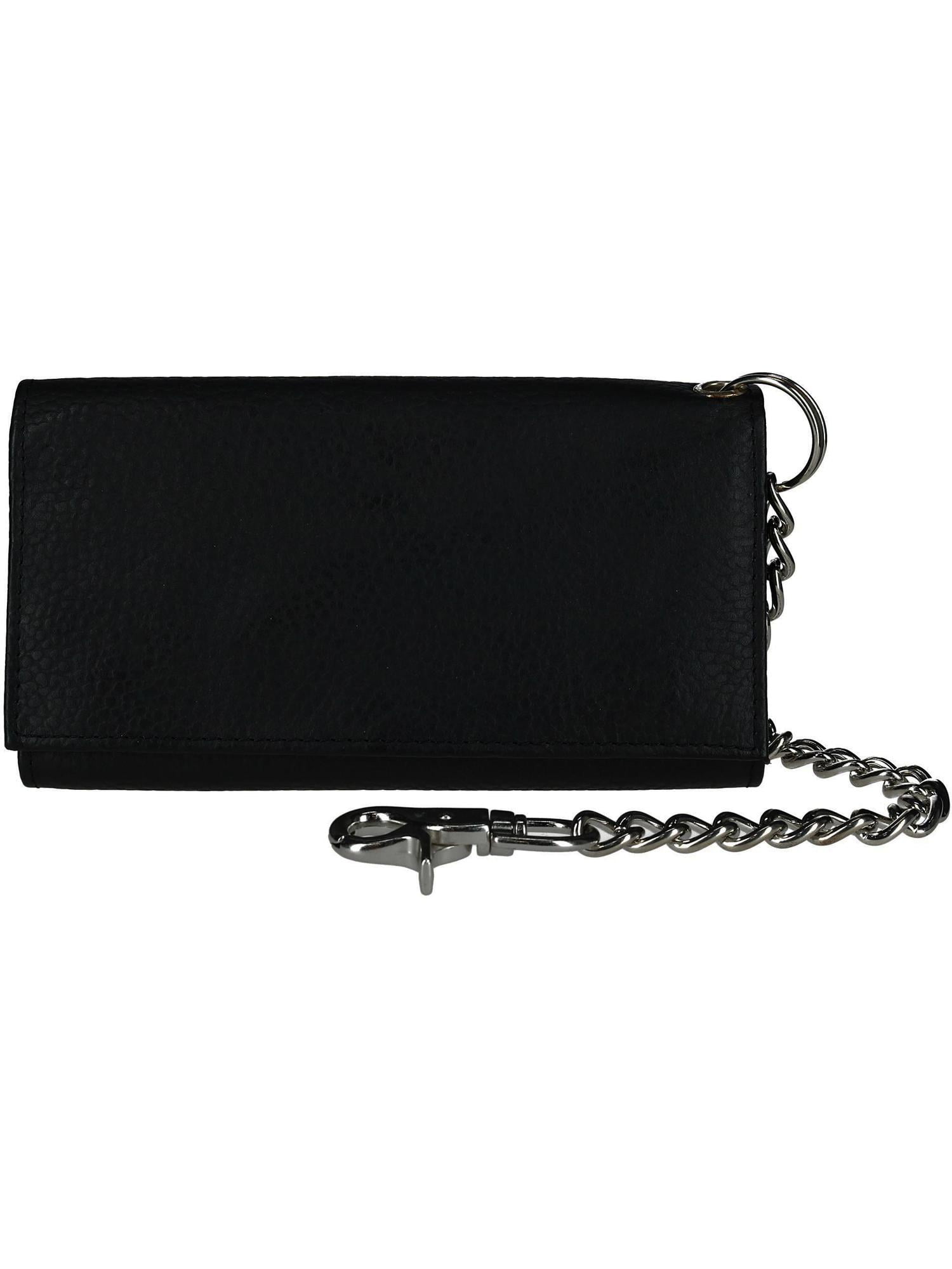 CTM Pebble Grain Leather RFID Long Trifold Trucker Chain Wallet (Men ...