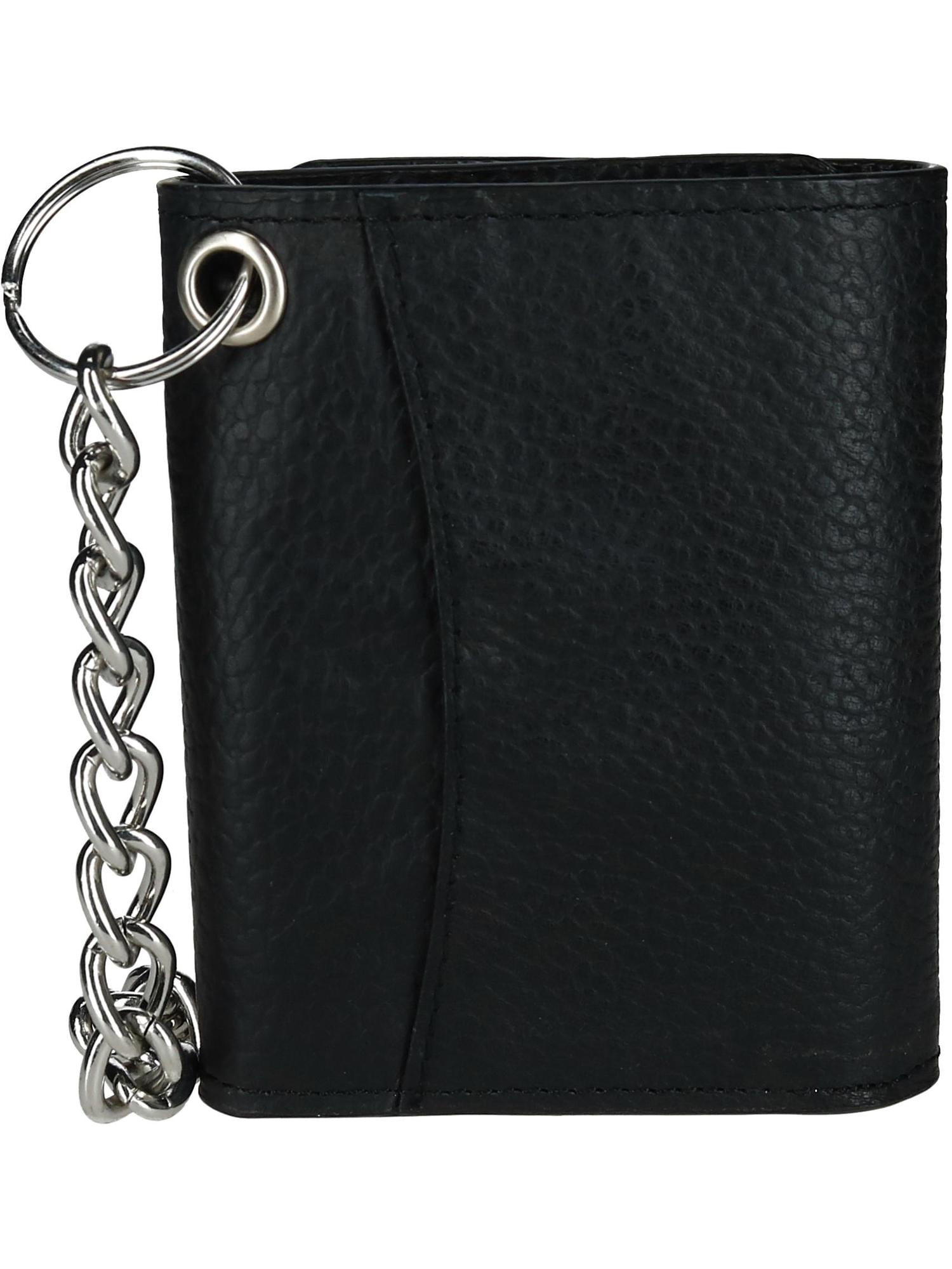 CTM Pebble Grain Leather RFID Trifold Chain Wallet (Men) - Walmart.com