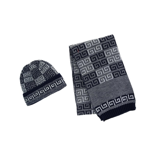 CTM Ribbed Knit Cuff Cap with Sherpa Lining and Matching Scarf Set (Men ...