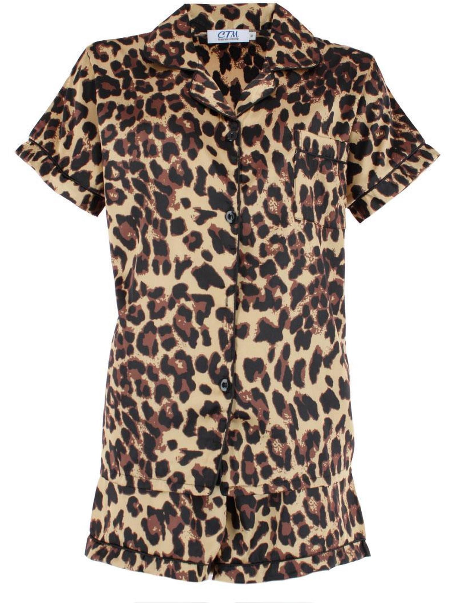 CTM Short Sleeve Leopard Print Pajama Set (Women) - Walmart.com