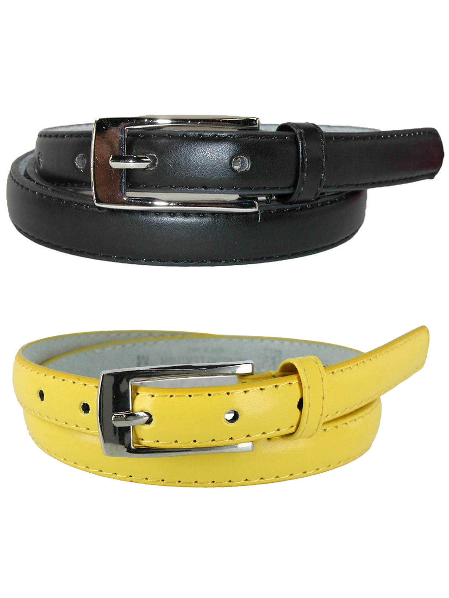 CTM Skinny 3/4 Inch Leather Dress Belt (Pack of 2 Colors) (Women ...