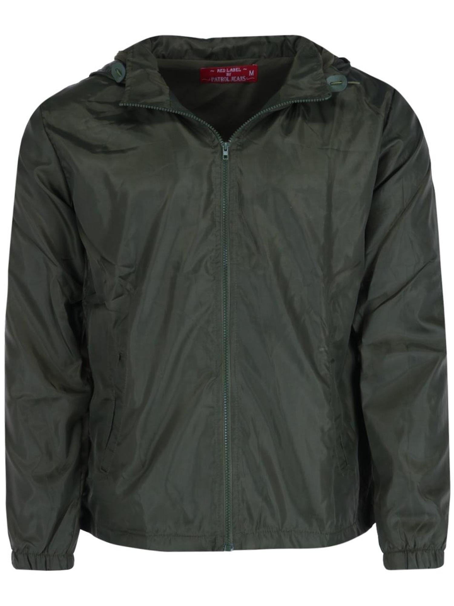 CTM Solid Color Water Resistant Hooded Zip Up Winderbreaker Jacket (Men ...