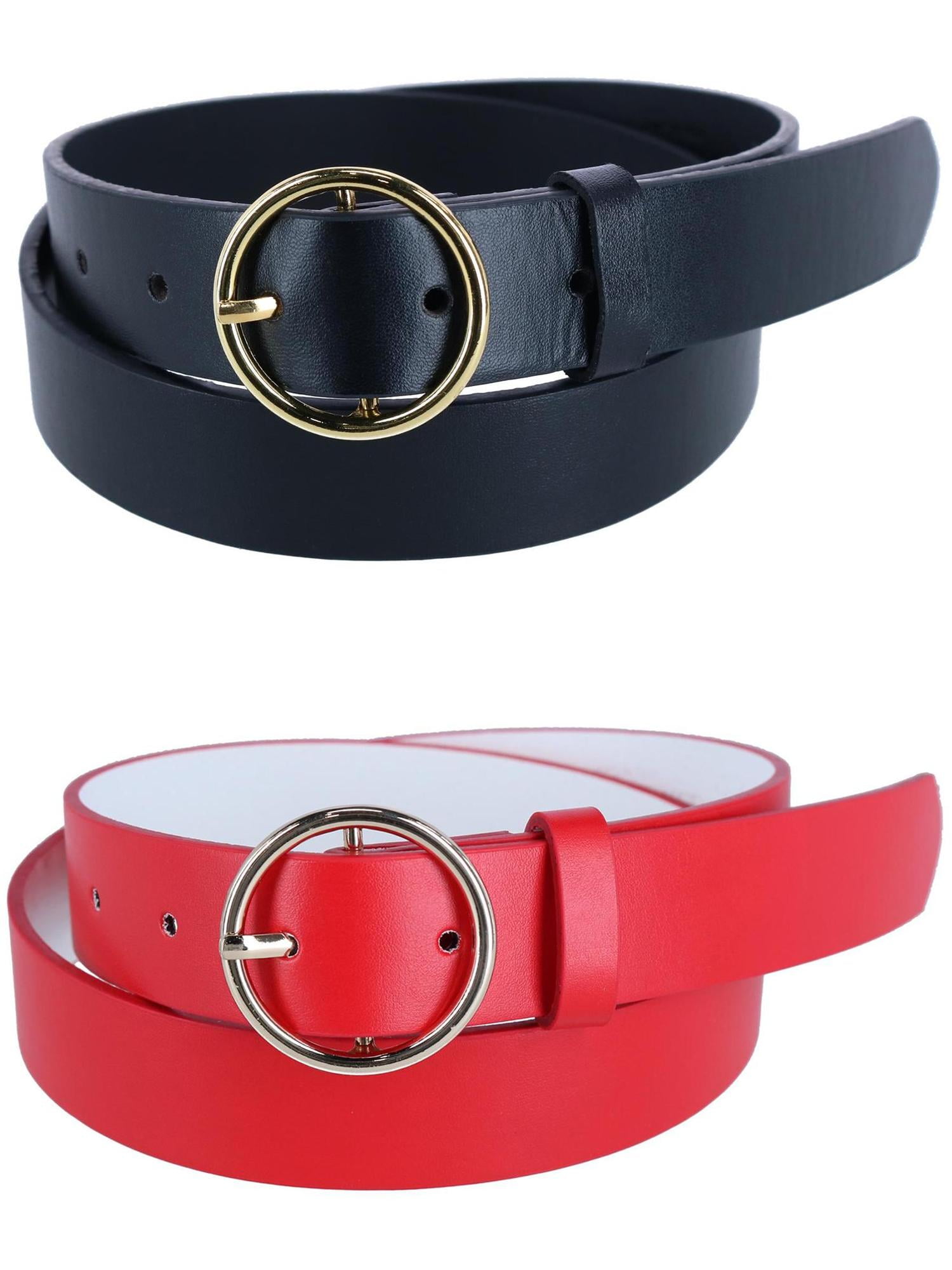 CTM Thick Rounded Buckle Belt (Pack of 2) (Women) - Walmart.com