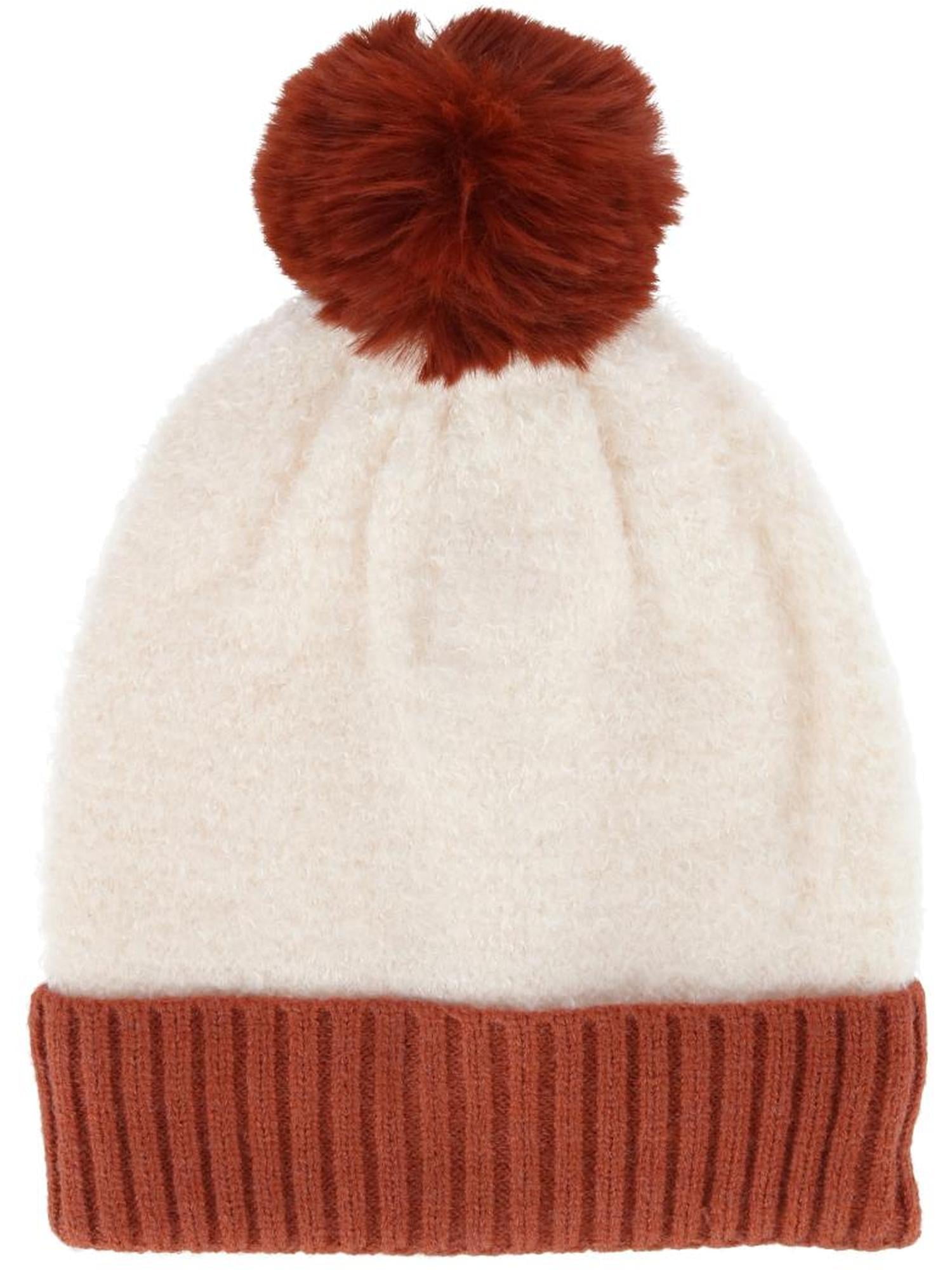 CTM Two Tone Knit Winter Beanie Hat with Pom (Women) - Walmart Business Supplies